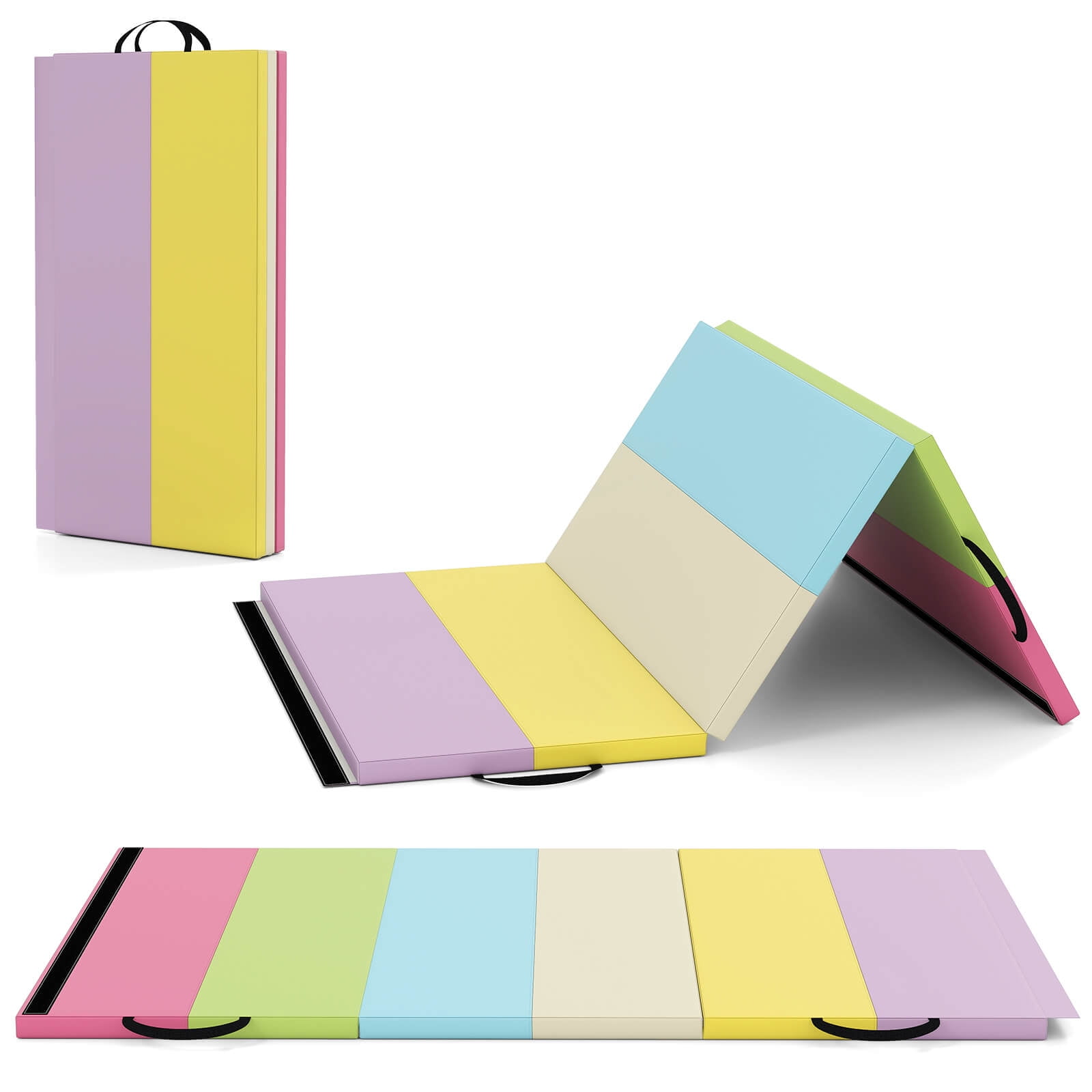 Costway Tri-Folding Gymnastics Mat 6' x 4' Tumbling Mat for Kids with ...