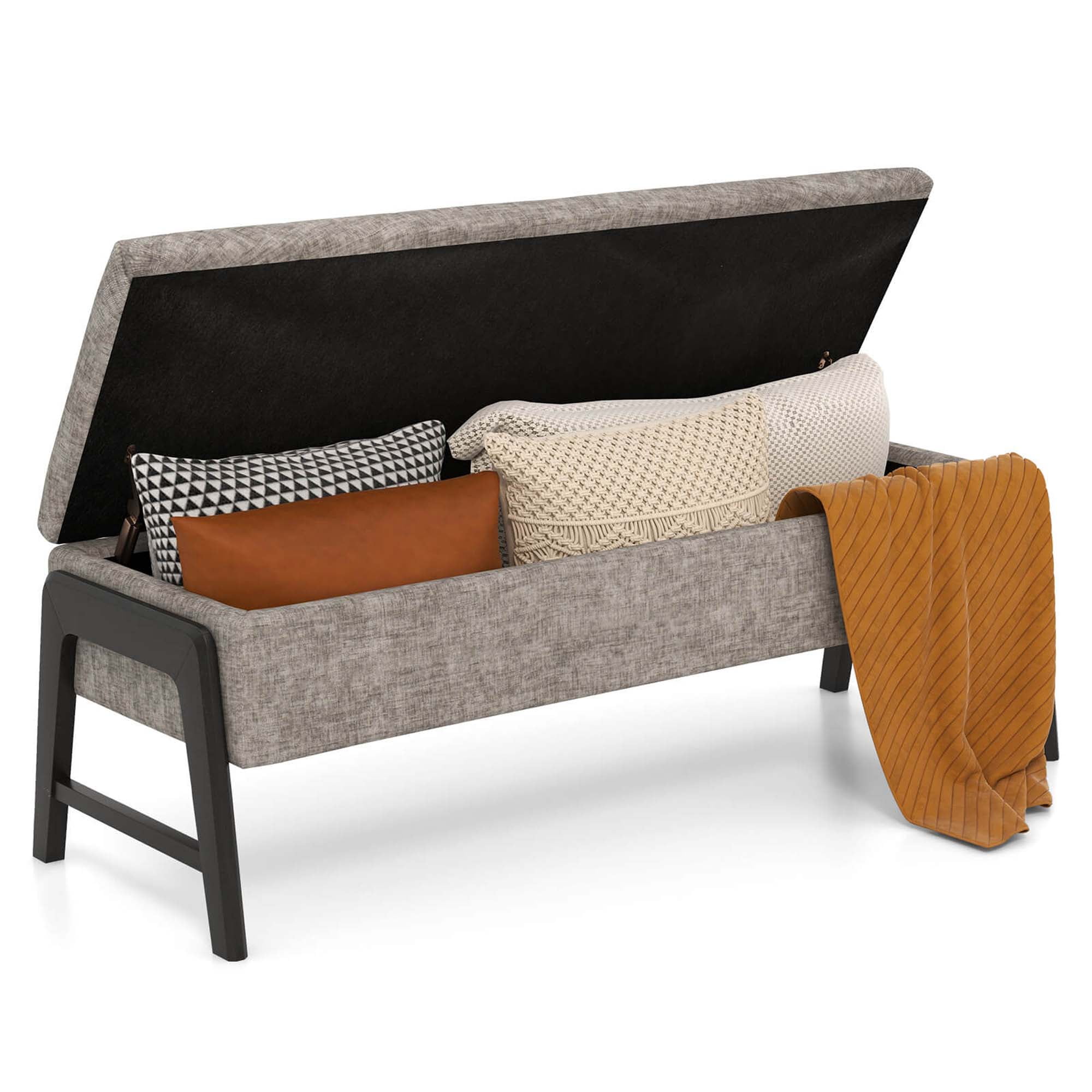 Costway Tufted Ottoman Bench Modern Storage Bench with High Density ...