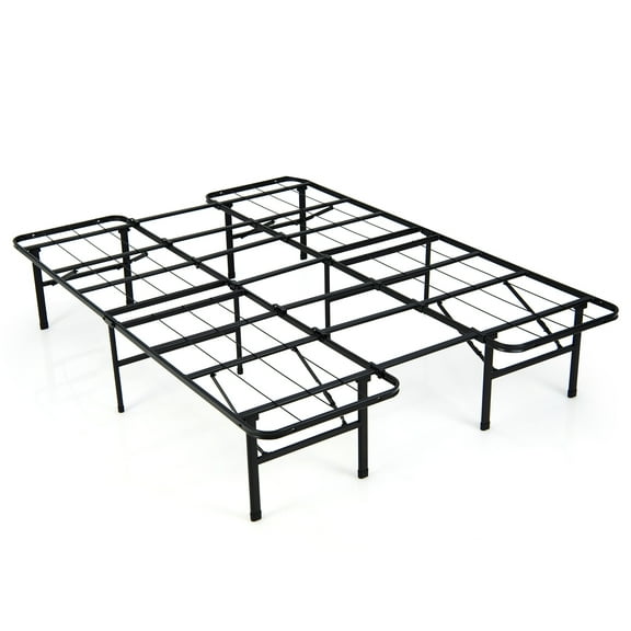 Folding Metal Bed Frame, 14 Inch Platform Mattress Foundation, Full ...