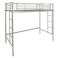 Costway Twin Size Loft Bed Heavy Duty Metal Loft Bed Frame with Safety Guardrail Silver ...