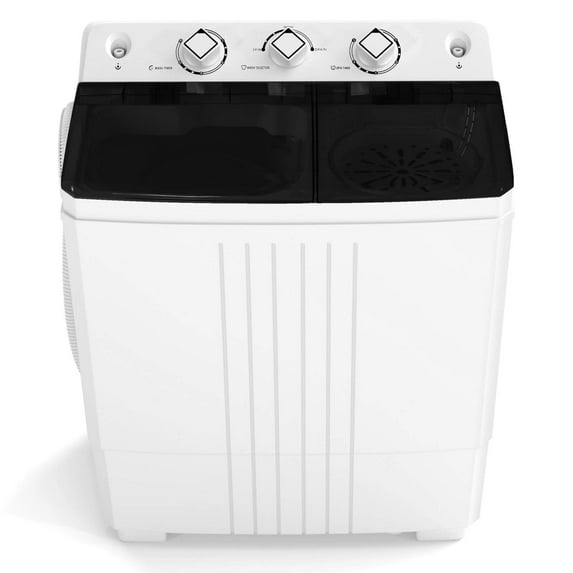 Costway Twin Tub Portable Washing Machine with Drain Pump Timer Control ...