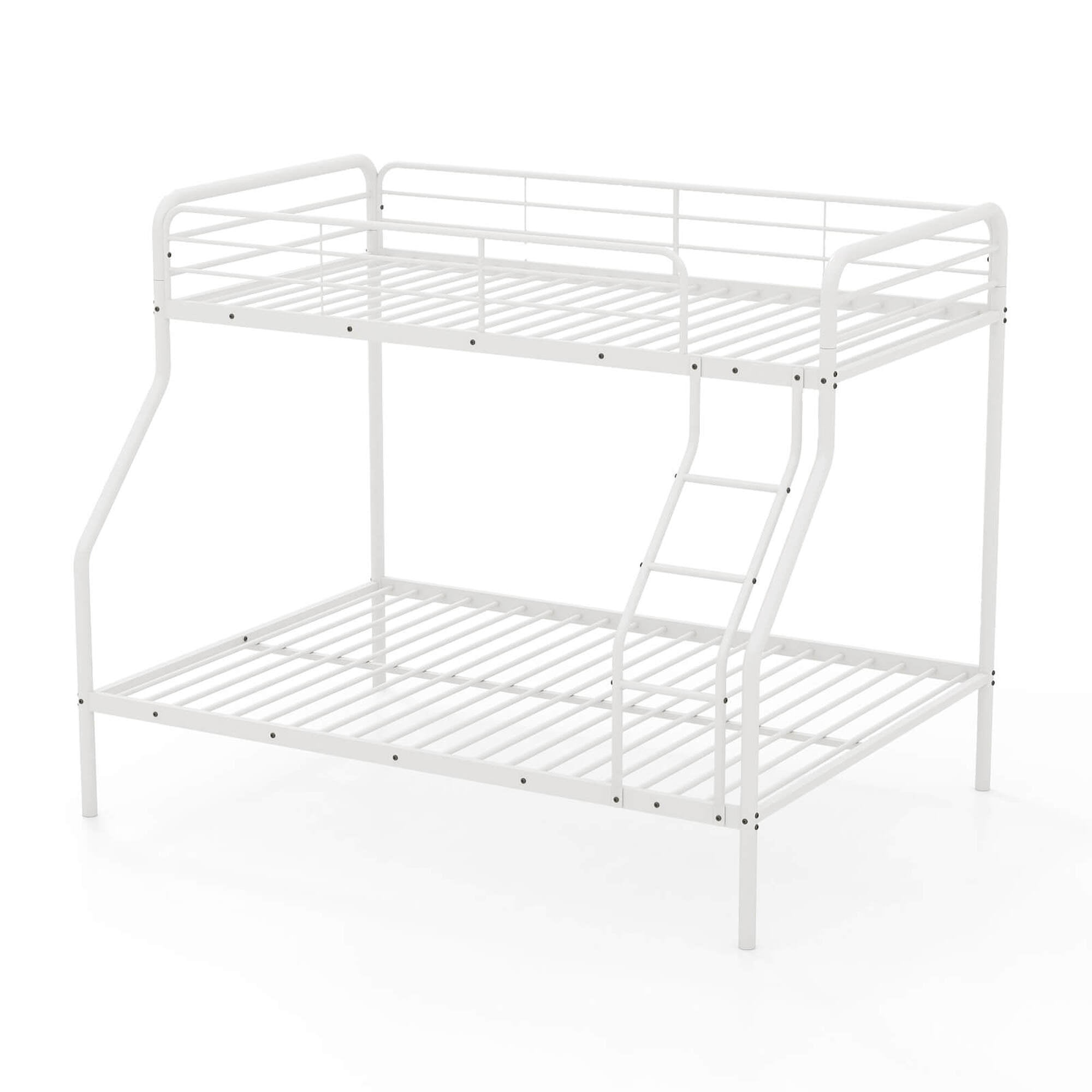 Costway Twin over Full Metal Bunk Bed with Inclined Ladder Safety ...