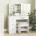 Costway Vanity Desk with Sliding Mirror and Lights Makeup Table and ...
