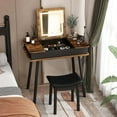 Costway Vanity Set w/ Flip Top Mirror, Lights, USB, Cushioned Stool ...