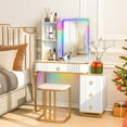 Costway Vanity Table Set with RGB LED Lights Crystal Crush Diamond ...