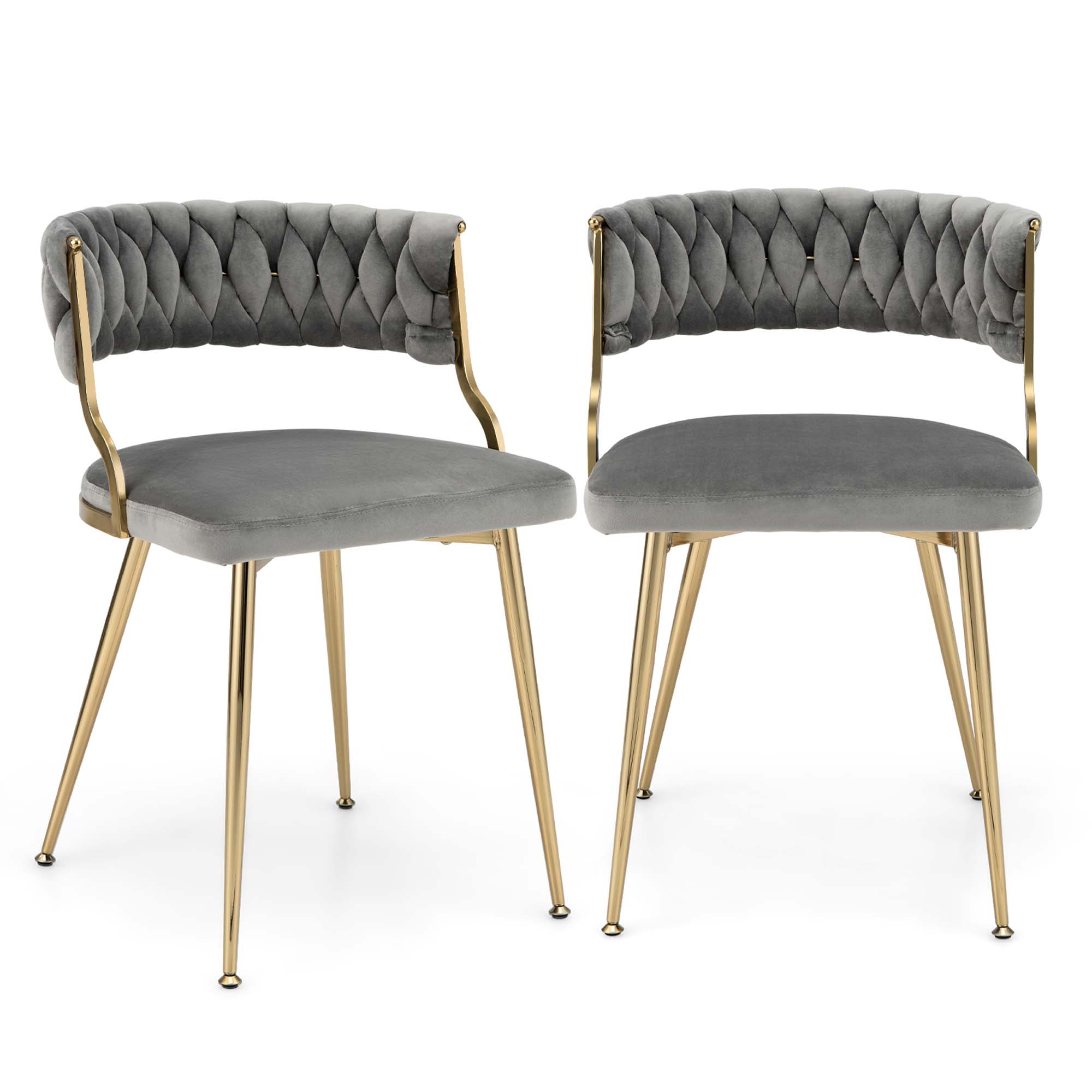 Costway Velvet Dining Chair Set of 2 Upholstered Modern Accent Chair ...