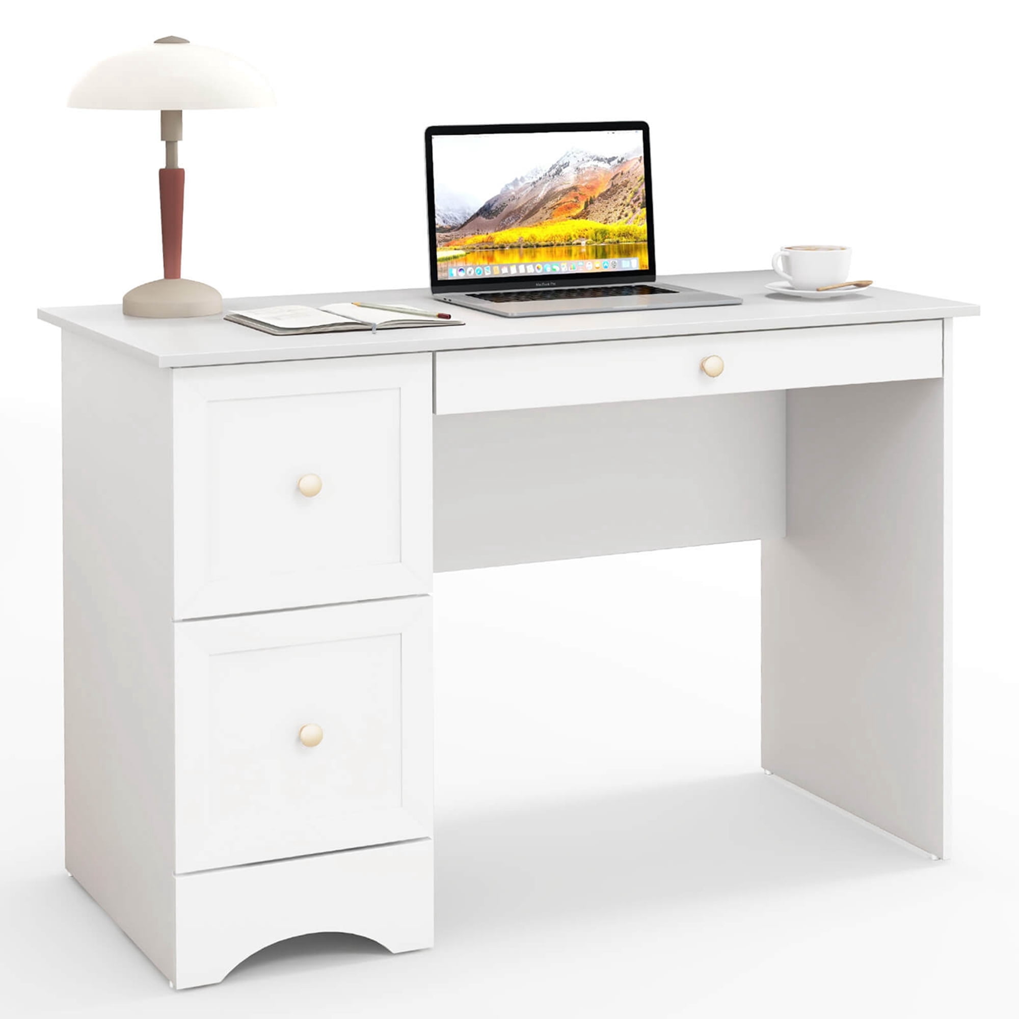 Costway Vintage Computer Desk Home Office Study Table Spacious ...