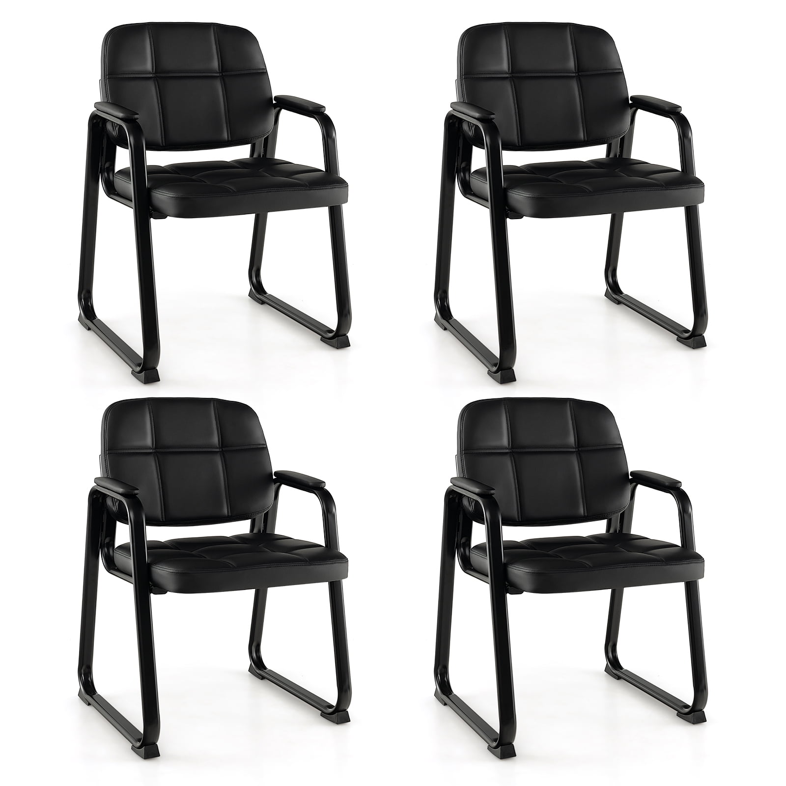 Costway Waiting Room Chair Set of 4 Upholstered Guest Conference Chair ...