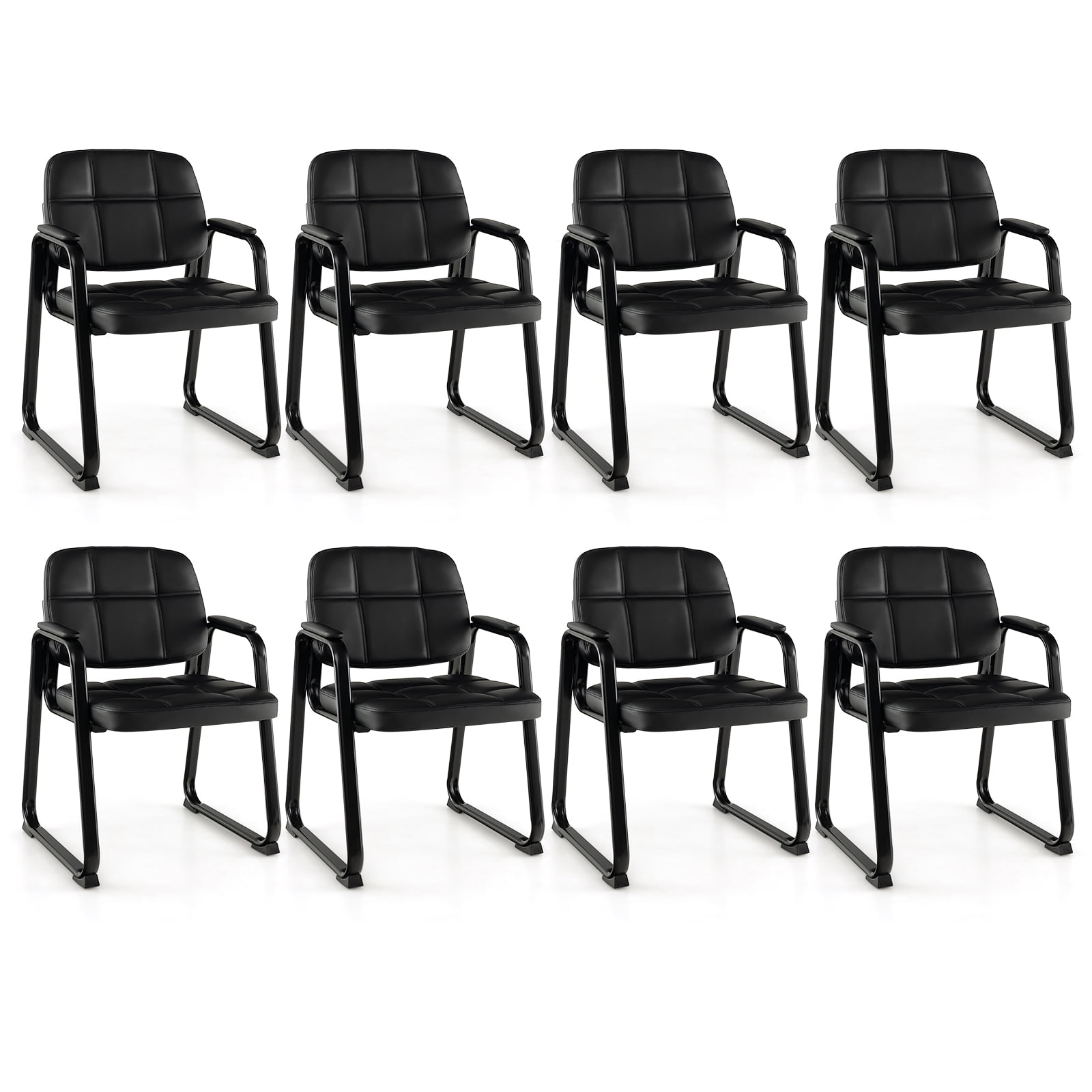 Costway Waiting Room Chair Set of 8 Upholstered Guest Conference Chair ...