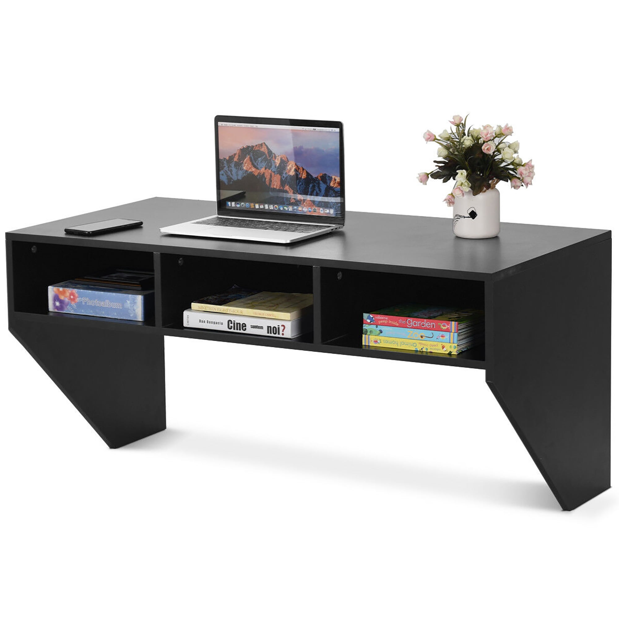 Costway Modern Minimalist Wall Mounted Floating Computer Desk for ...