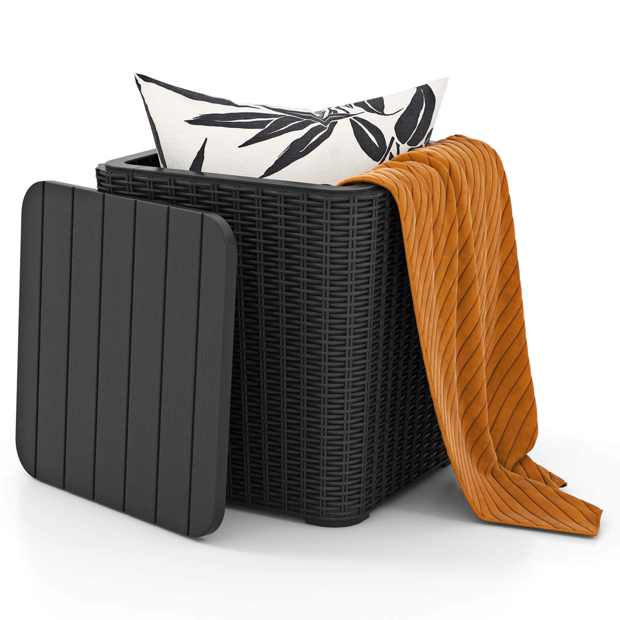 Costway Water-proof 11.5 Gallon Deck Box with Removable Lid Storage ...