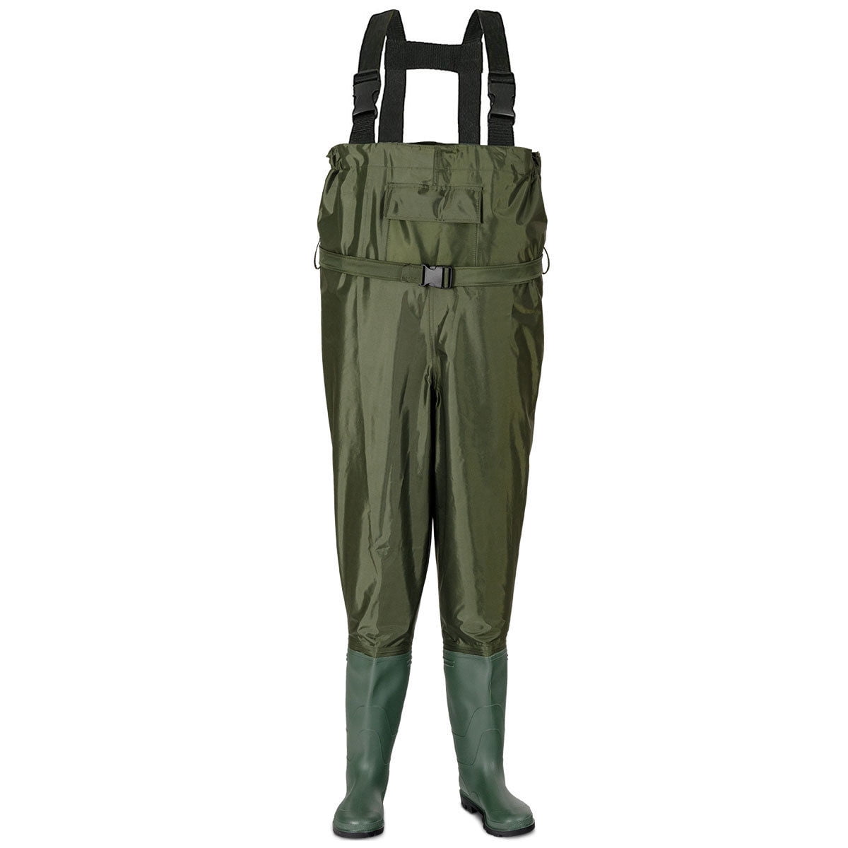 Costway Waterproof Chest Waders Nylon PVC Cleated Bootfoot Fishing ...