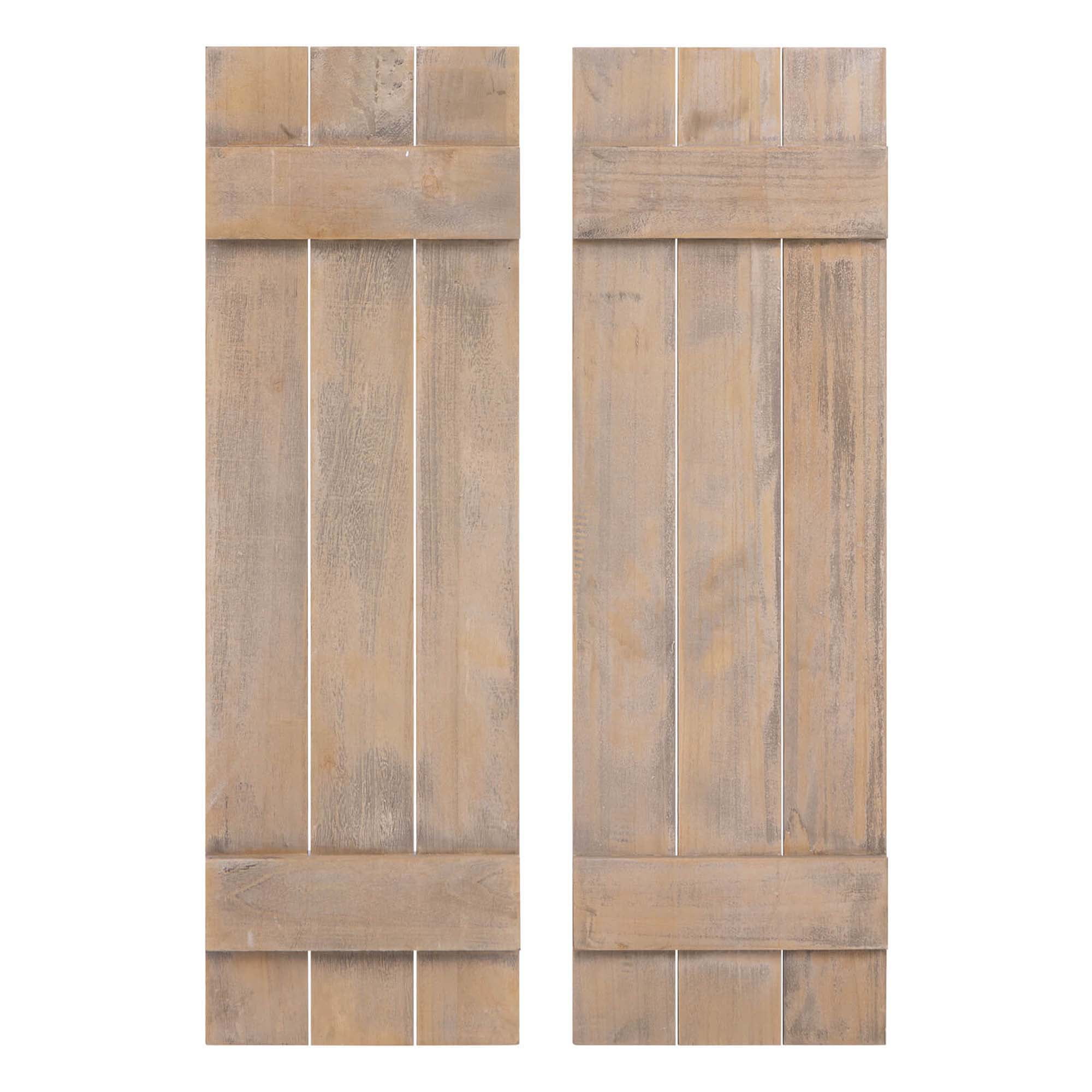 Costway Window Shutter Set of 2 Reclaimed Paulownia Wood Wall Decor ...