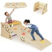 Costway Indoor Playset - 3-in-1 Wooden Climbing Structure for Kids with ...