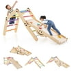 Costway Indoor Playset - 3-in-1 Wooden Climbing Structure for Kids with ...
