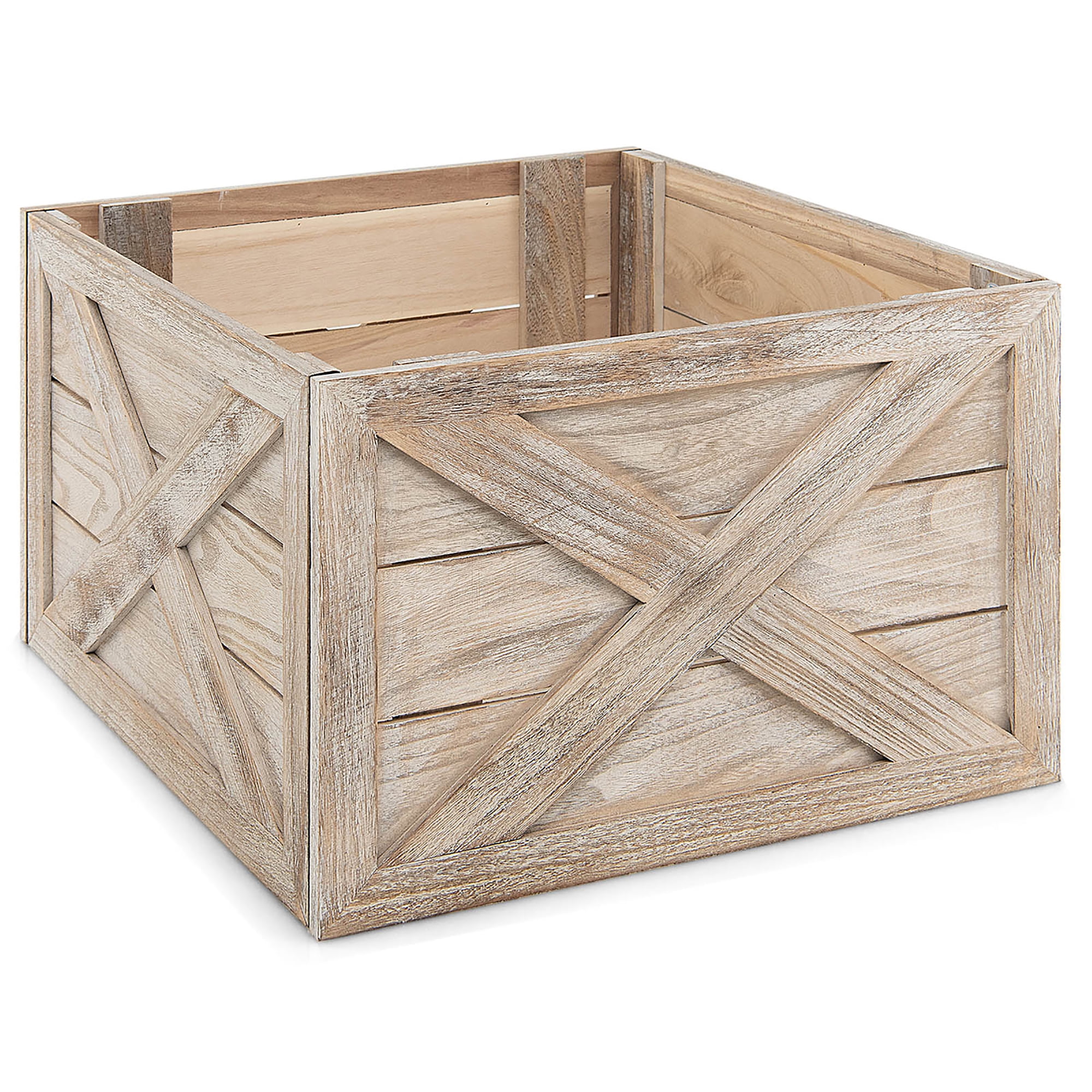 Costway Wooden Christmas Tree Collar Box, Farmhouse-Style, 30.5 ...