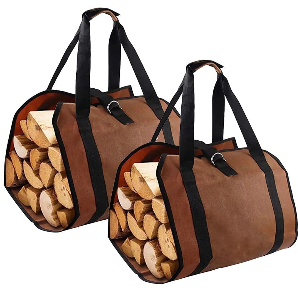 Costyle 2 PCS Firewood Carrier Bag Heavy Duty Waxed Canvas Log Carrier ...