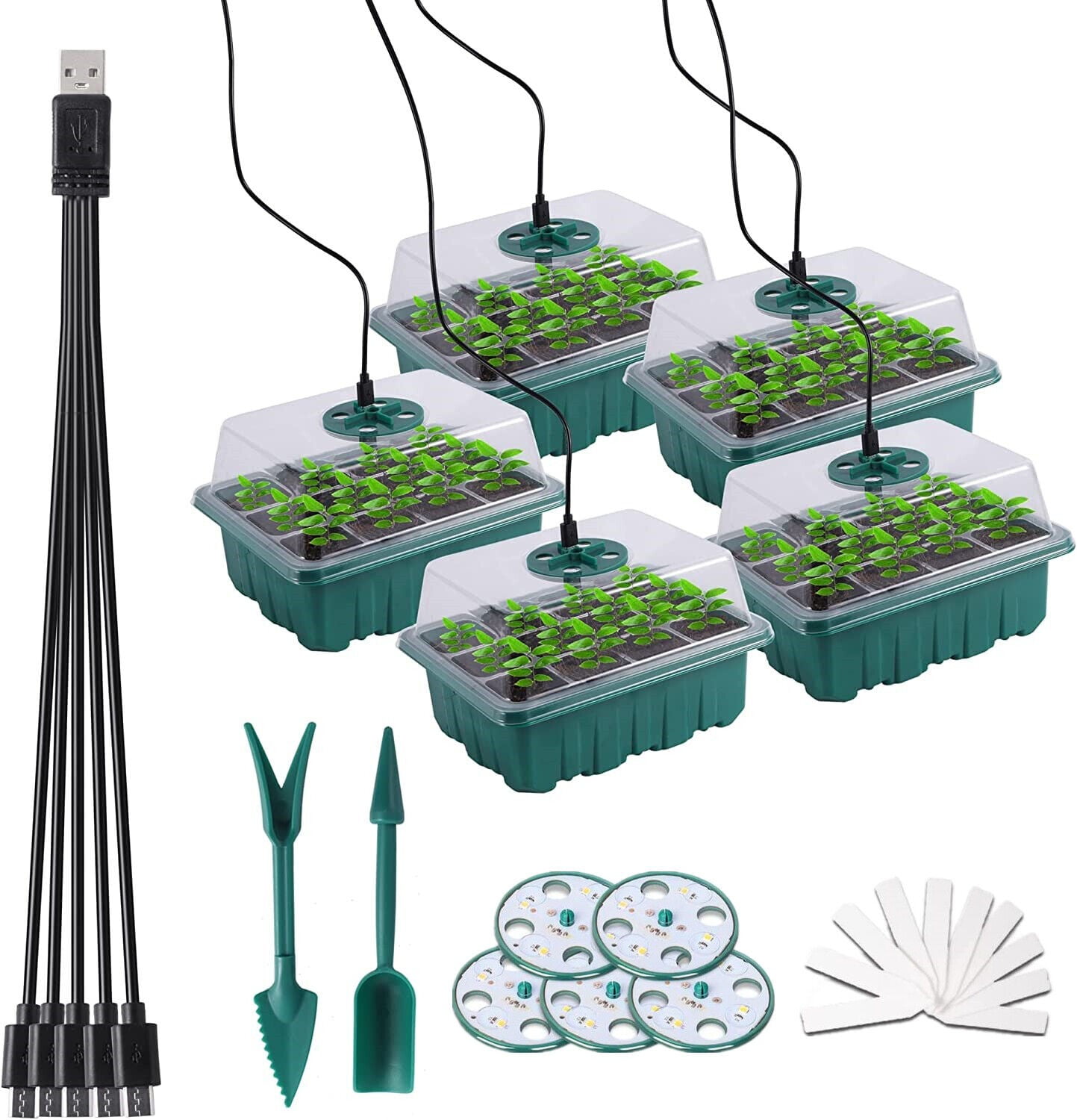 Costyle 5 Pack Seed Starter Trays with Grow Light Indoor Gardening ...