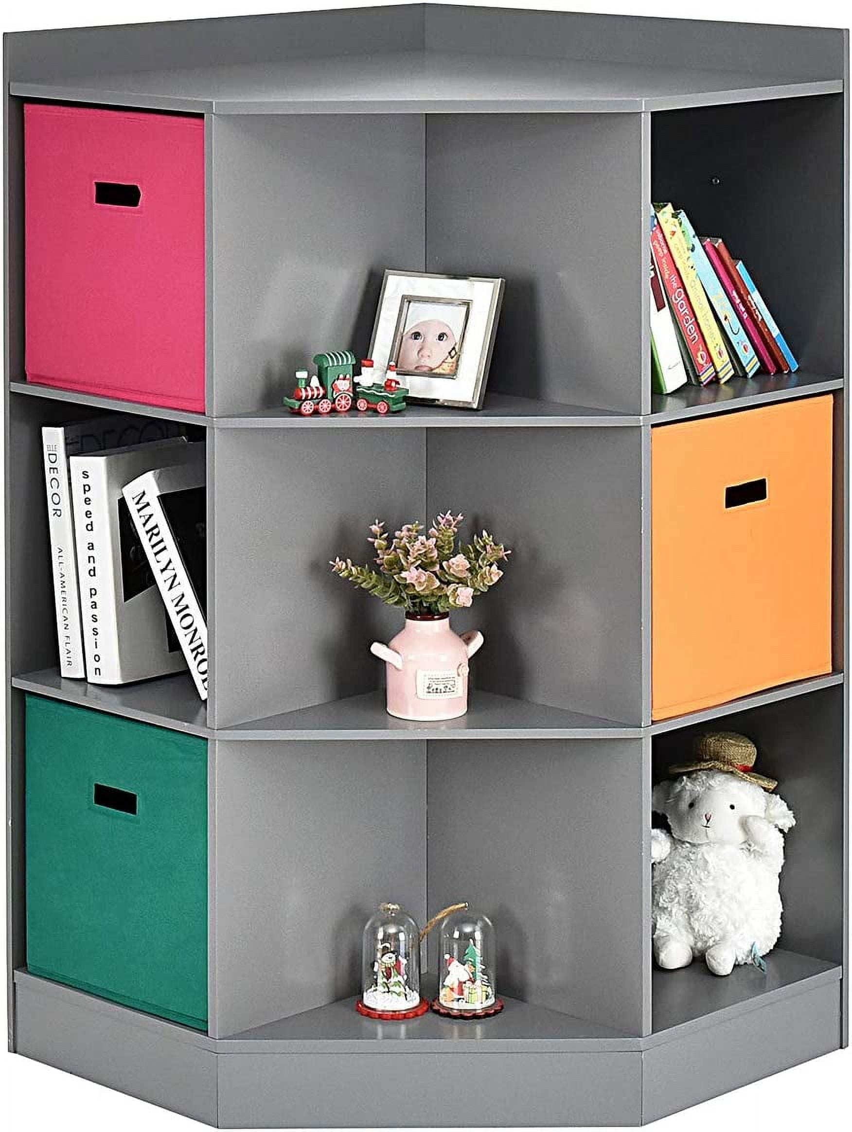 Costzon 9-Cubby Kids Bookcase with Extra Large Storage Baskets, Multi ...