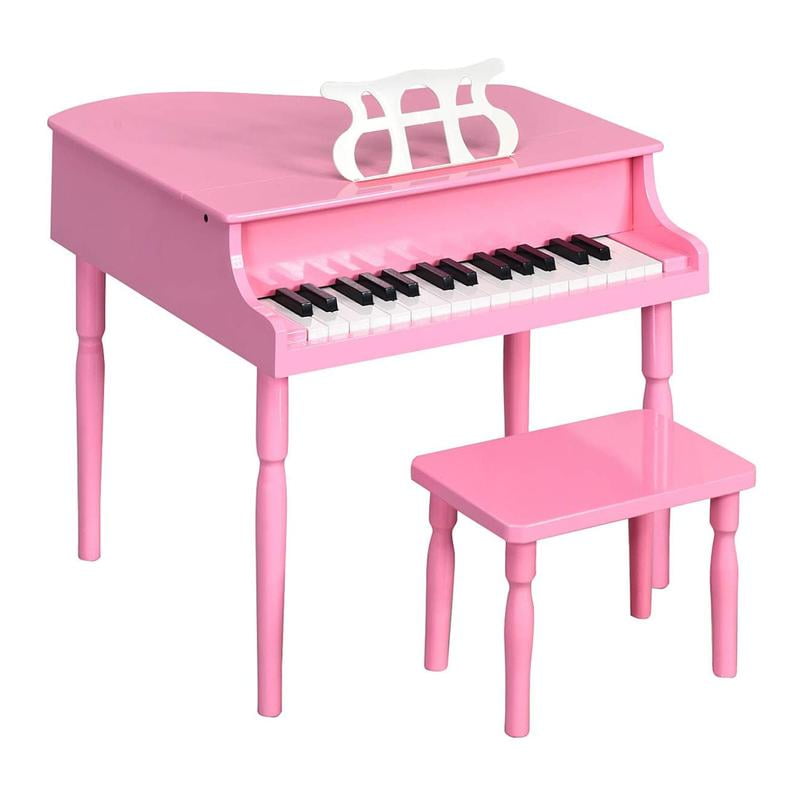 Costzon Classical Kids Piano, 30 Keys Wood Toy Grand Piano with Music ...