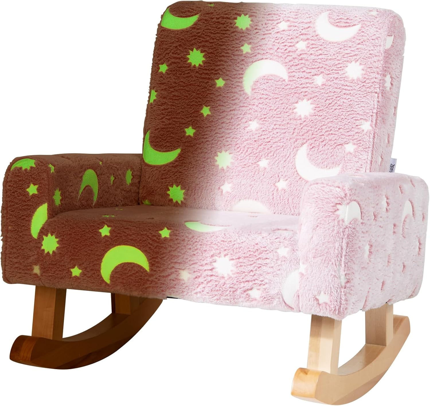Costzon Kids Rocking Chair, Glow in The Dark, Upholstered Flannel ...