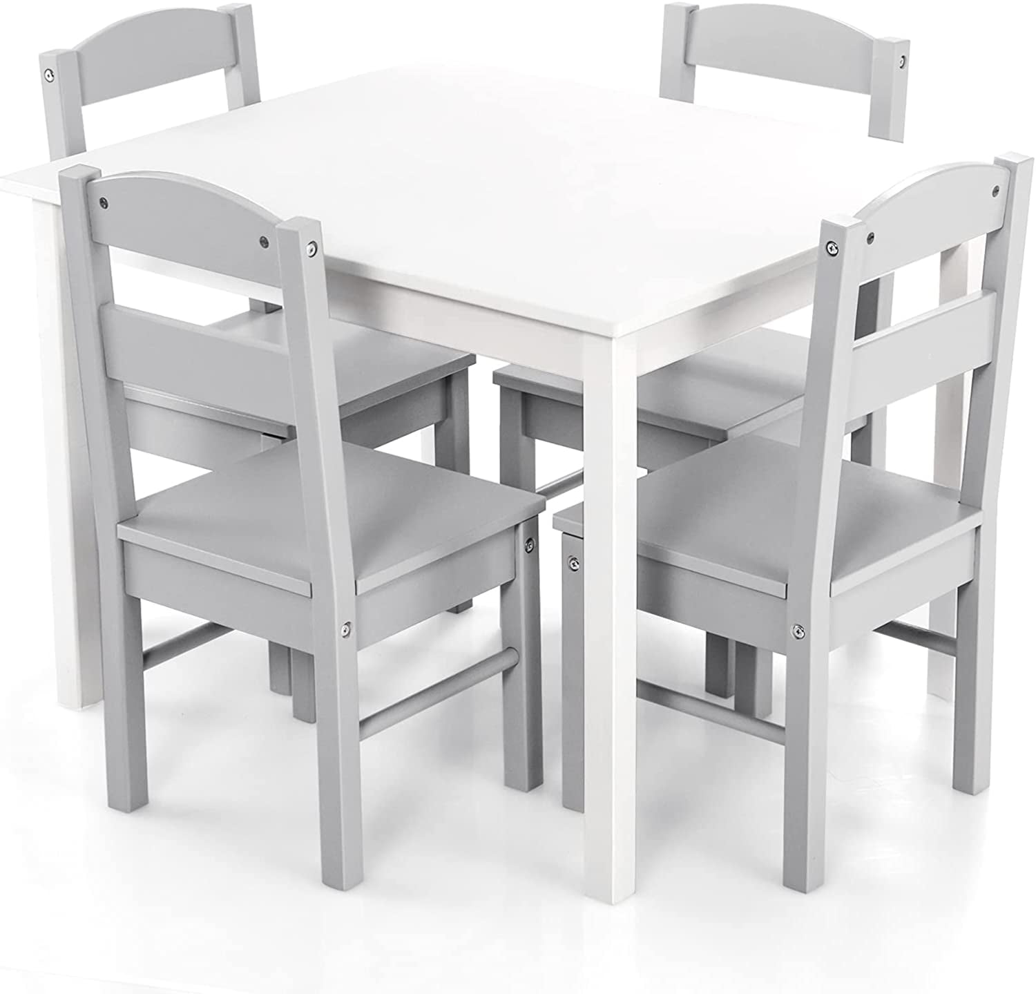 Costzon Kids Table and Chair Set, 5 Piece Wood Activity Table & Chairs ...