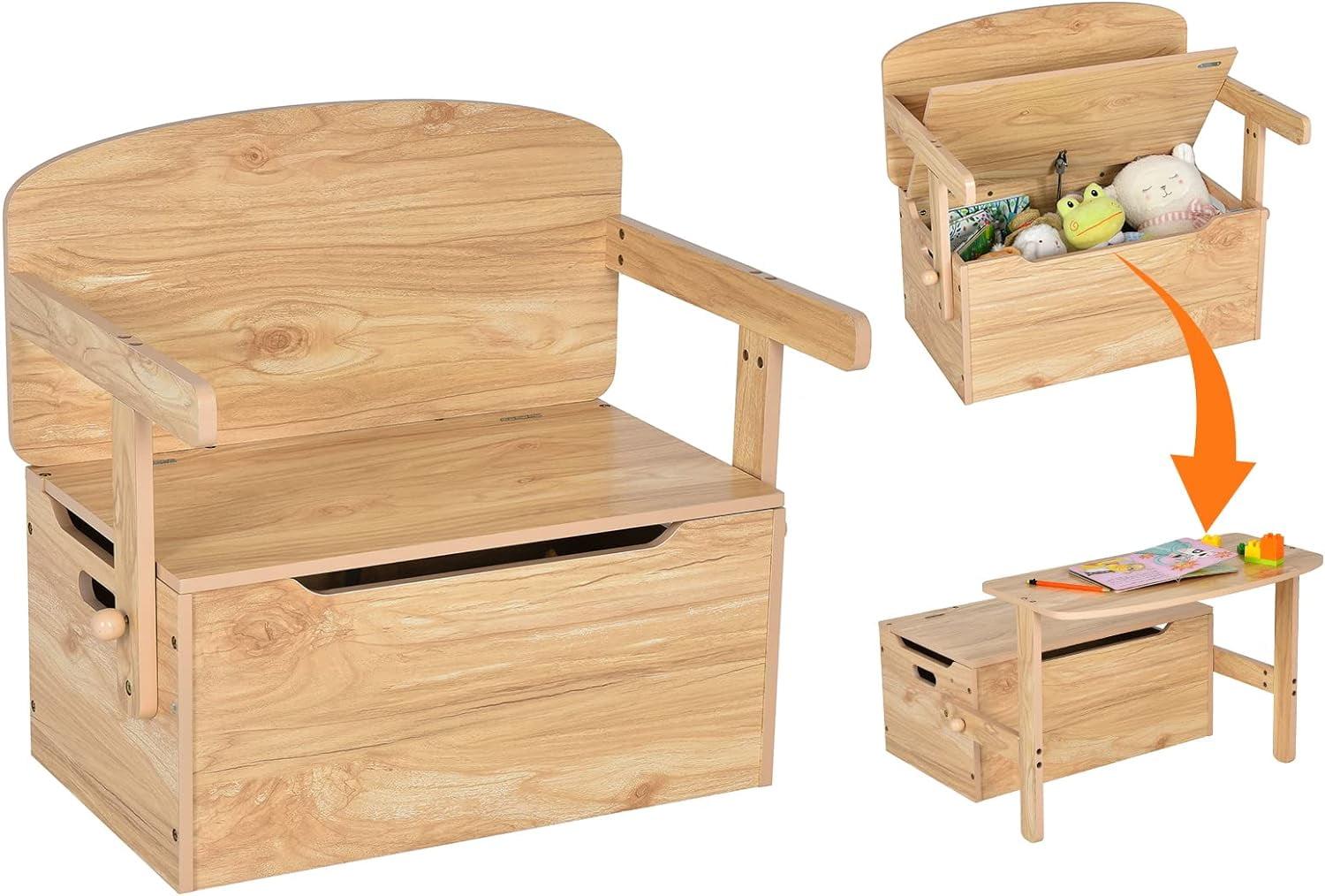 Costzon Kids Table and Chair Set, Convertible Toy Storage with Built-in ...