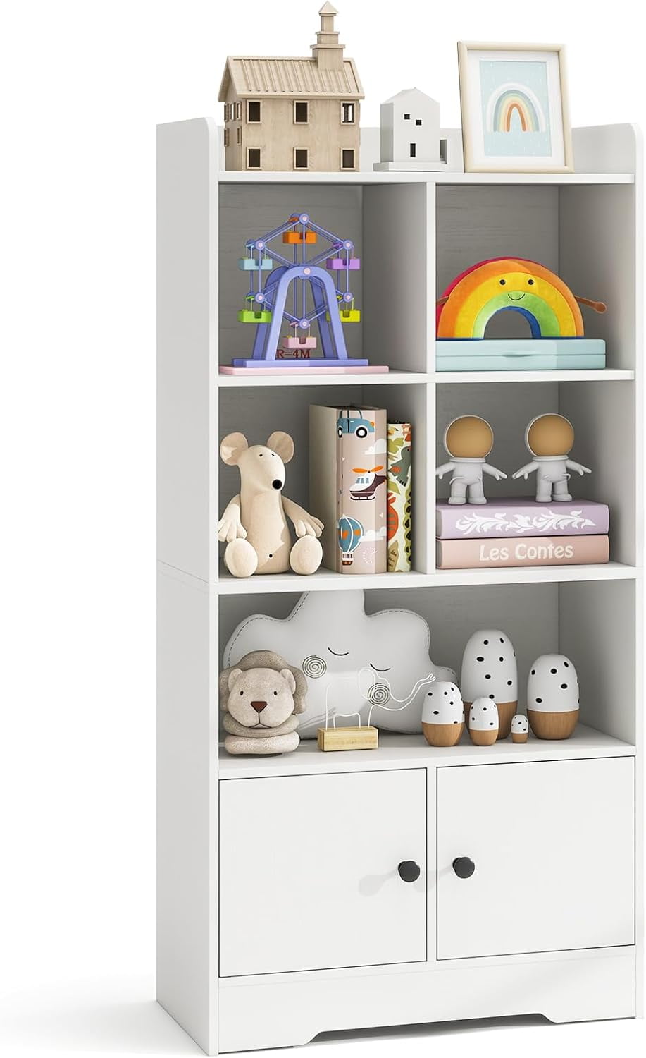 Costzon Kids Toy Storage Cabinet, 43.5" Tall Bookcase w/ 5 Open ...