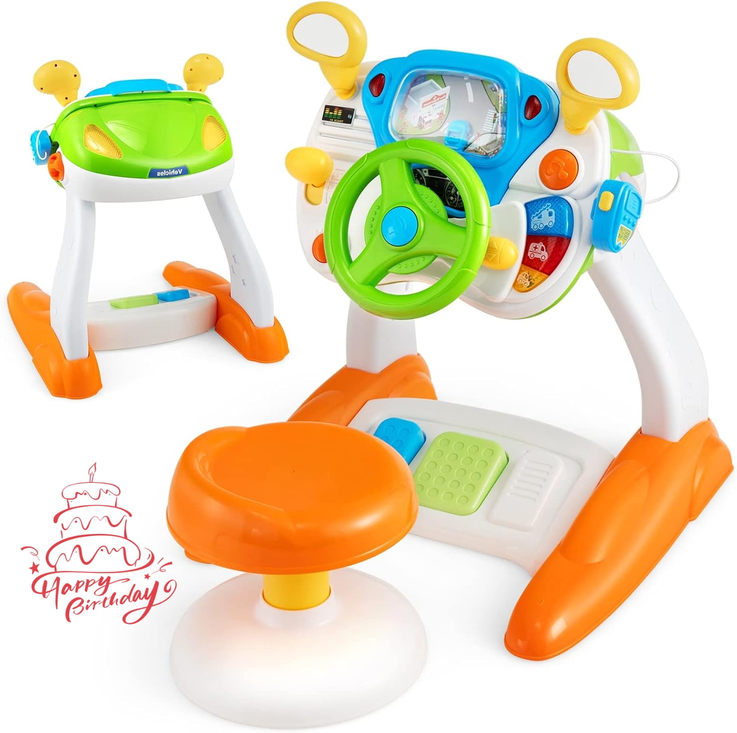 Costzon Steering Wheel Toy, Pretend Play Driving Simulated Toy w/Light ...