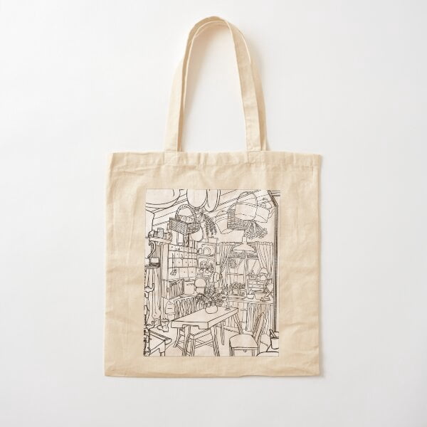 Cosy, Cottagecore, Messy, Kitchen, Sketch, Cottage, Fantasy Canvas Tote ...
