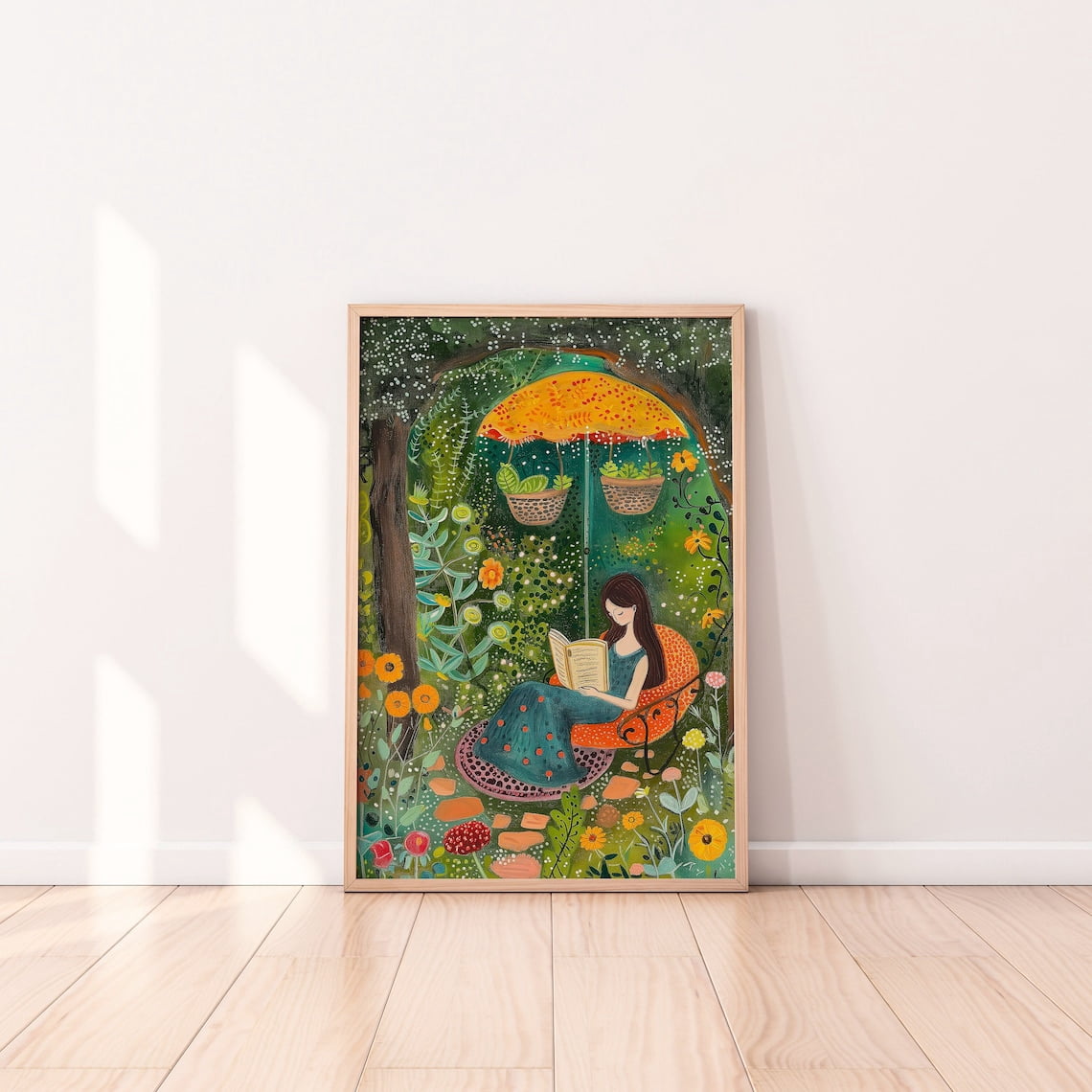 Cosy Library Bookworm Reading in Garden Home Wall Decor, Unframed Paper ...