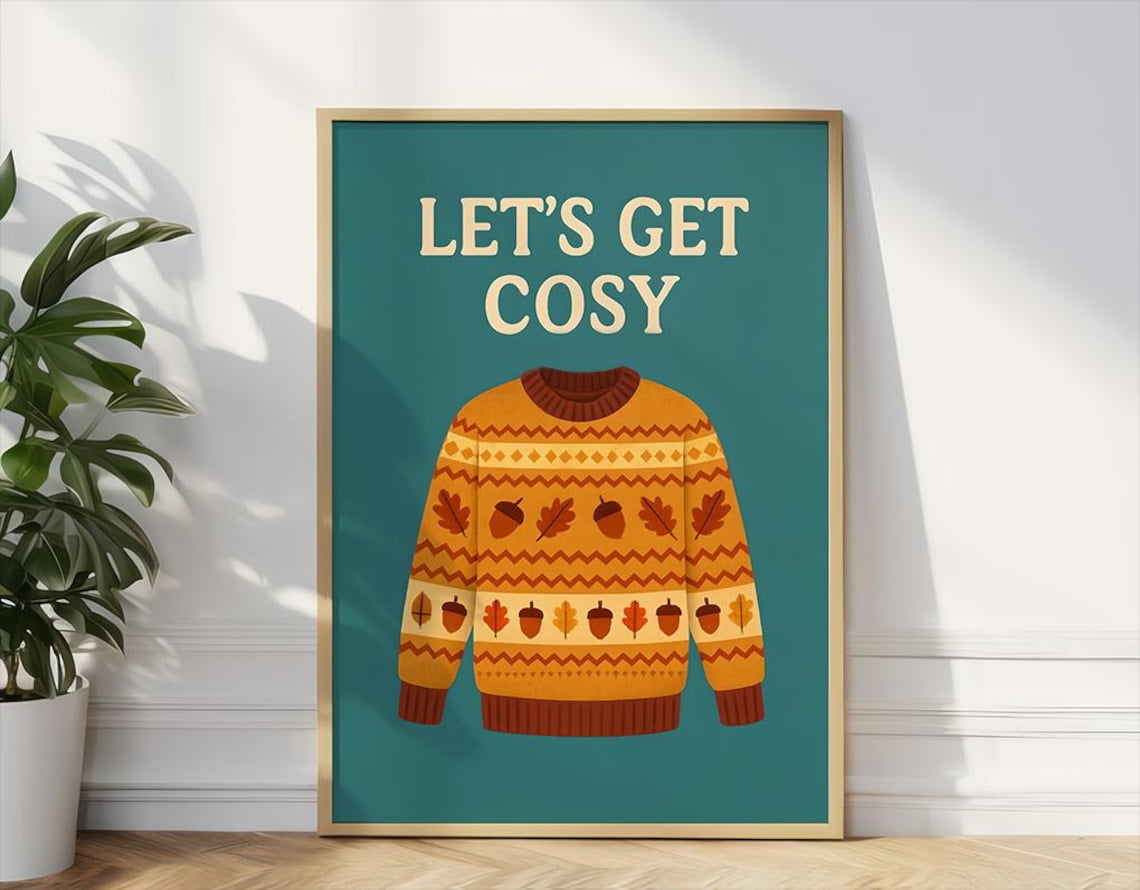 Cosy Poster, Cozy Fall Poster, Pumpkin Wall Art Home Decor, 16x24 ...