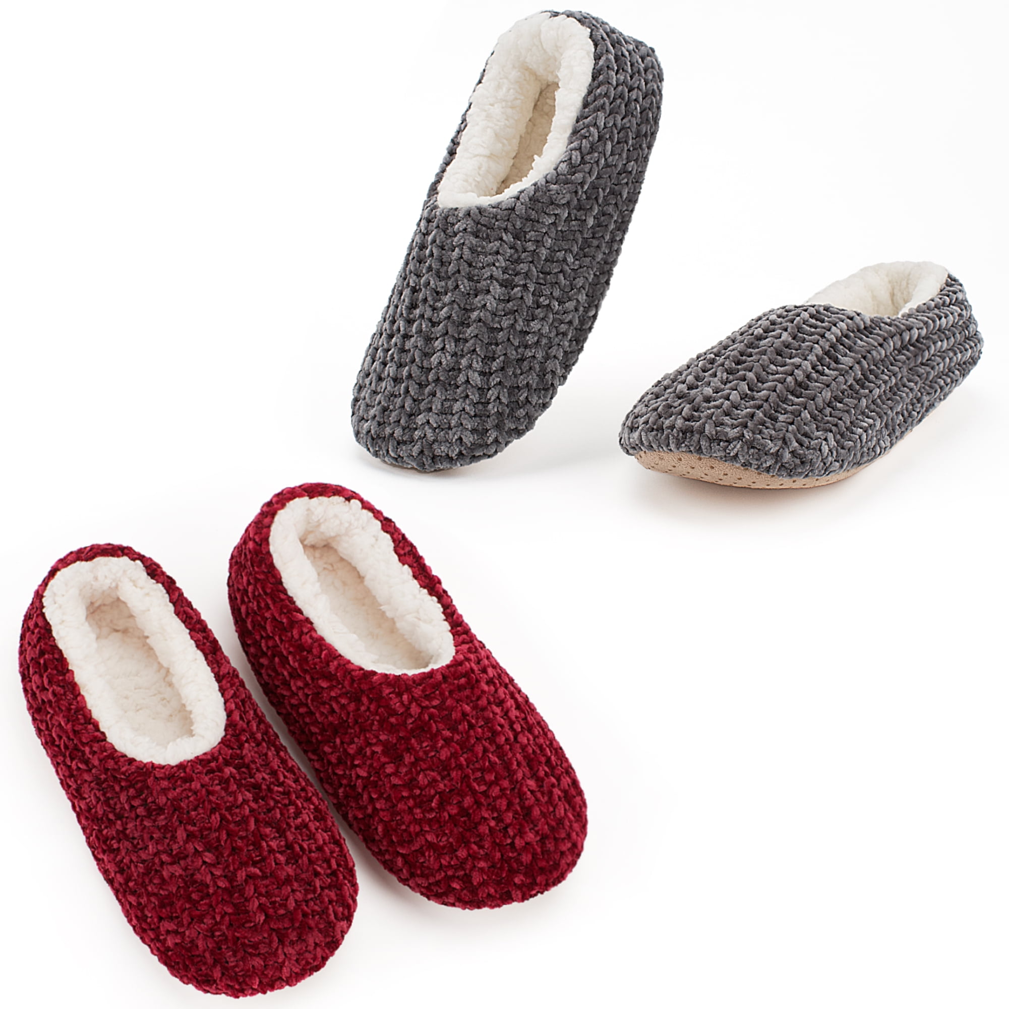 Cosyone1997 2-Pair Women's Bootie Gripper Slippers, Soft, Warm Indoor ...