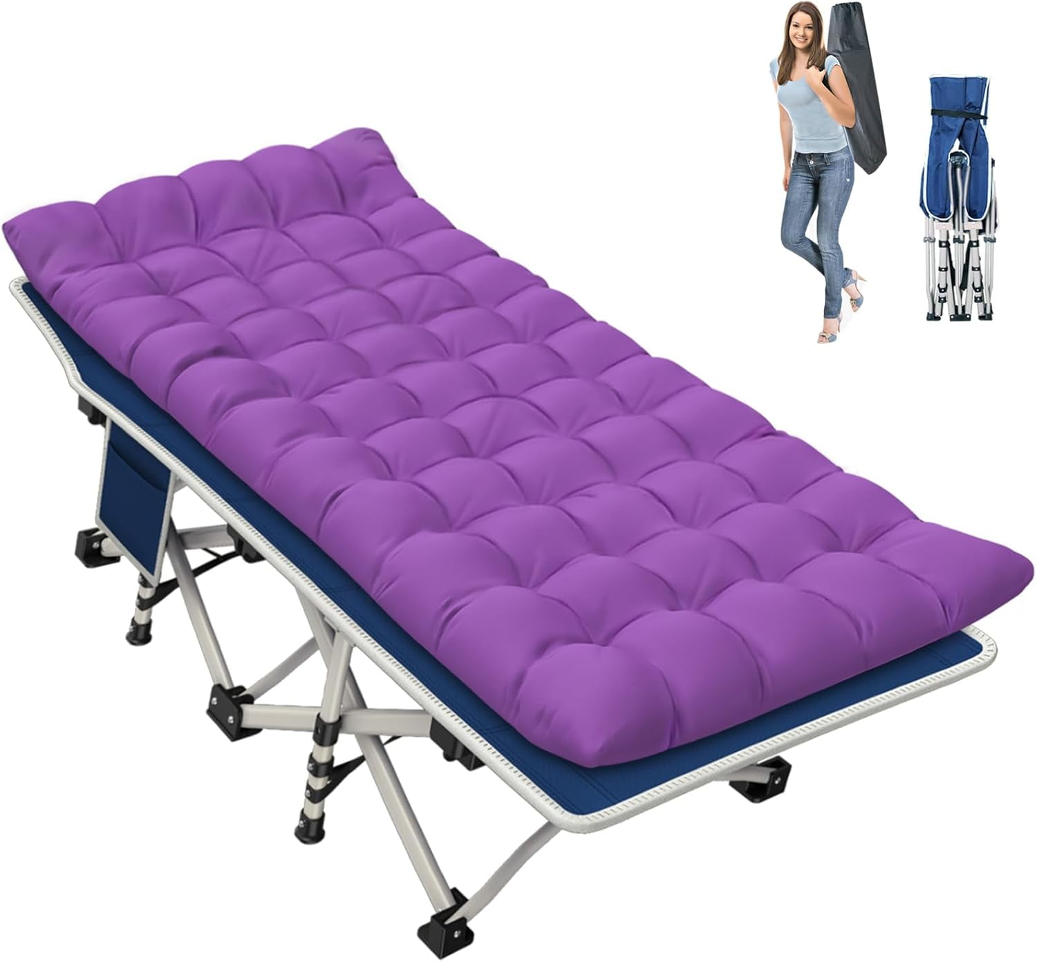 Cot, Camping Cot with Comfortable Thick Pad Cots for Sleeping Heavy ...