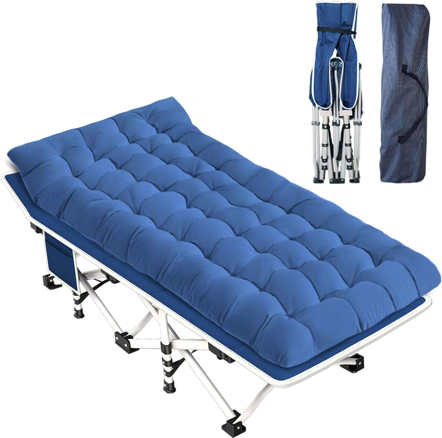 Cot Camping Cot with Thick Pad Cots for Sleeping Camping Bed Folding ...