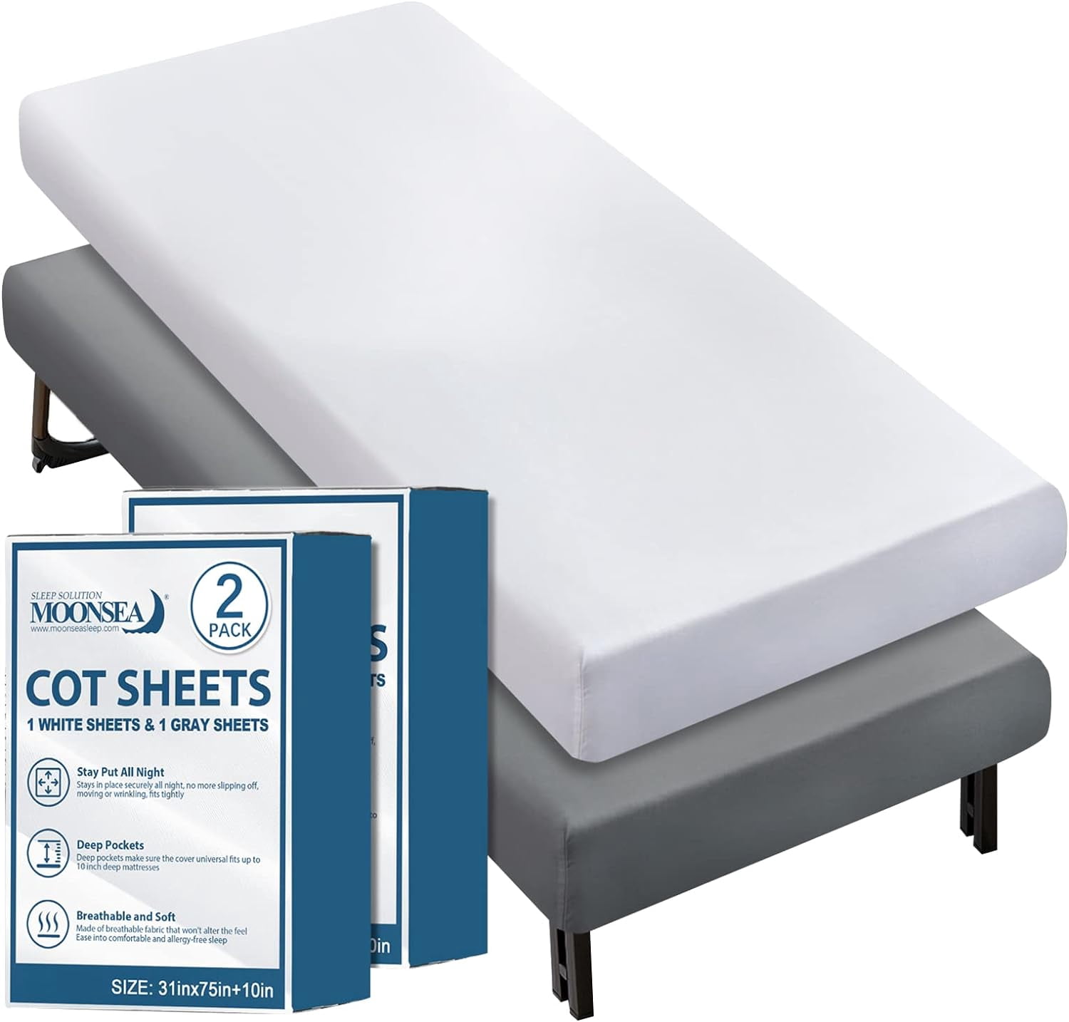 Cot Sheets 31" x 75"(2 Pack), Cot Fitted Sheet Ultra Soft and ...