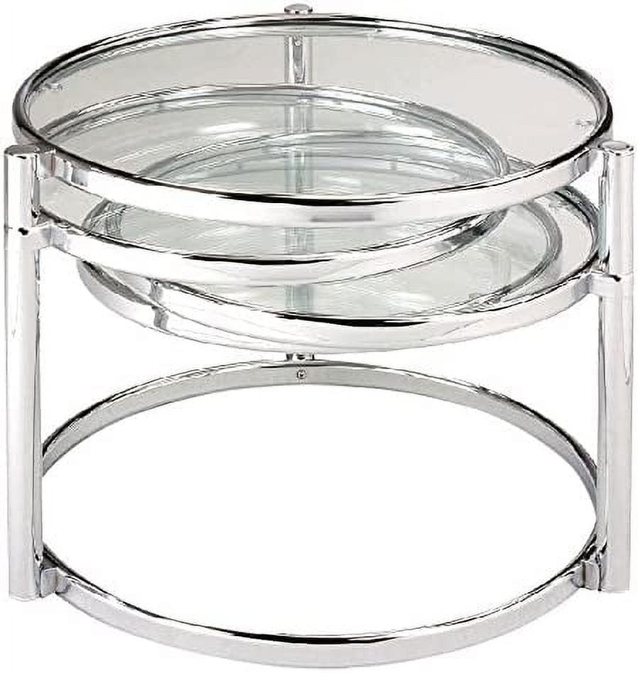 Cota Chrome frame and Glass 3 Tier Swivel Motion Coffee Table - Walmart.com