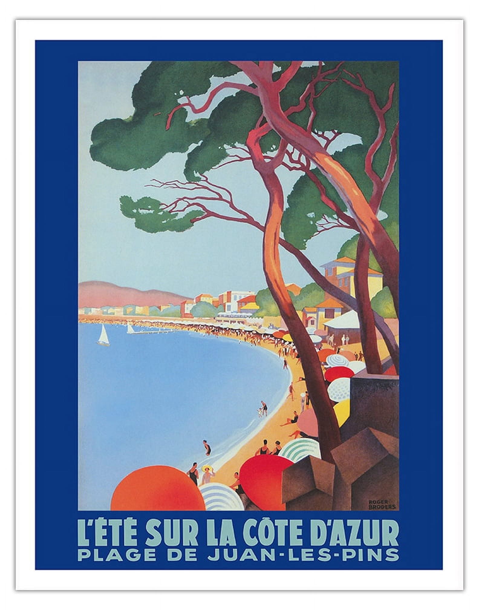 Cote D’Azur - Juan Les Pins Beach - PLM French Railroad - Vintage ...