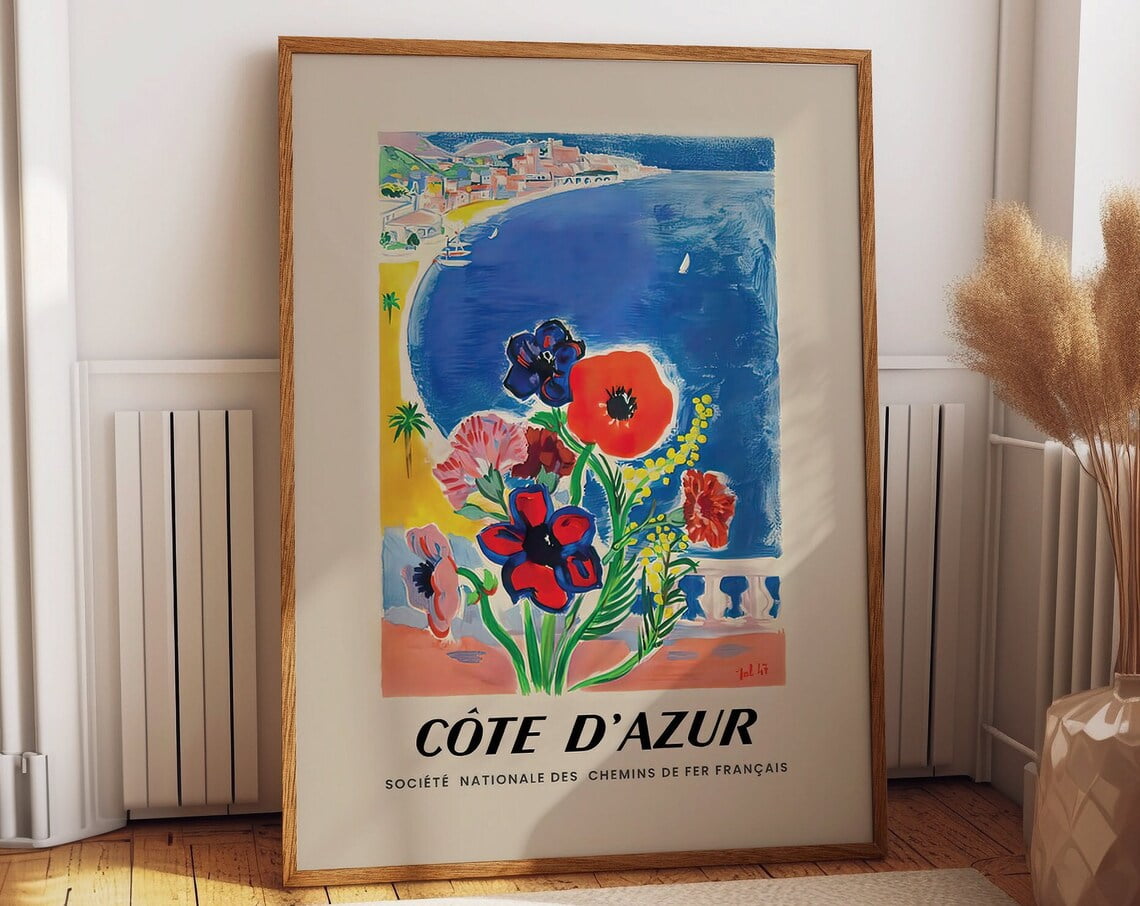 Cote D'Azur Poster French Travel Poster Long Distance Gift French ...