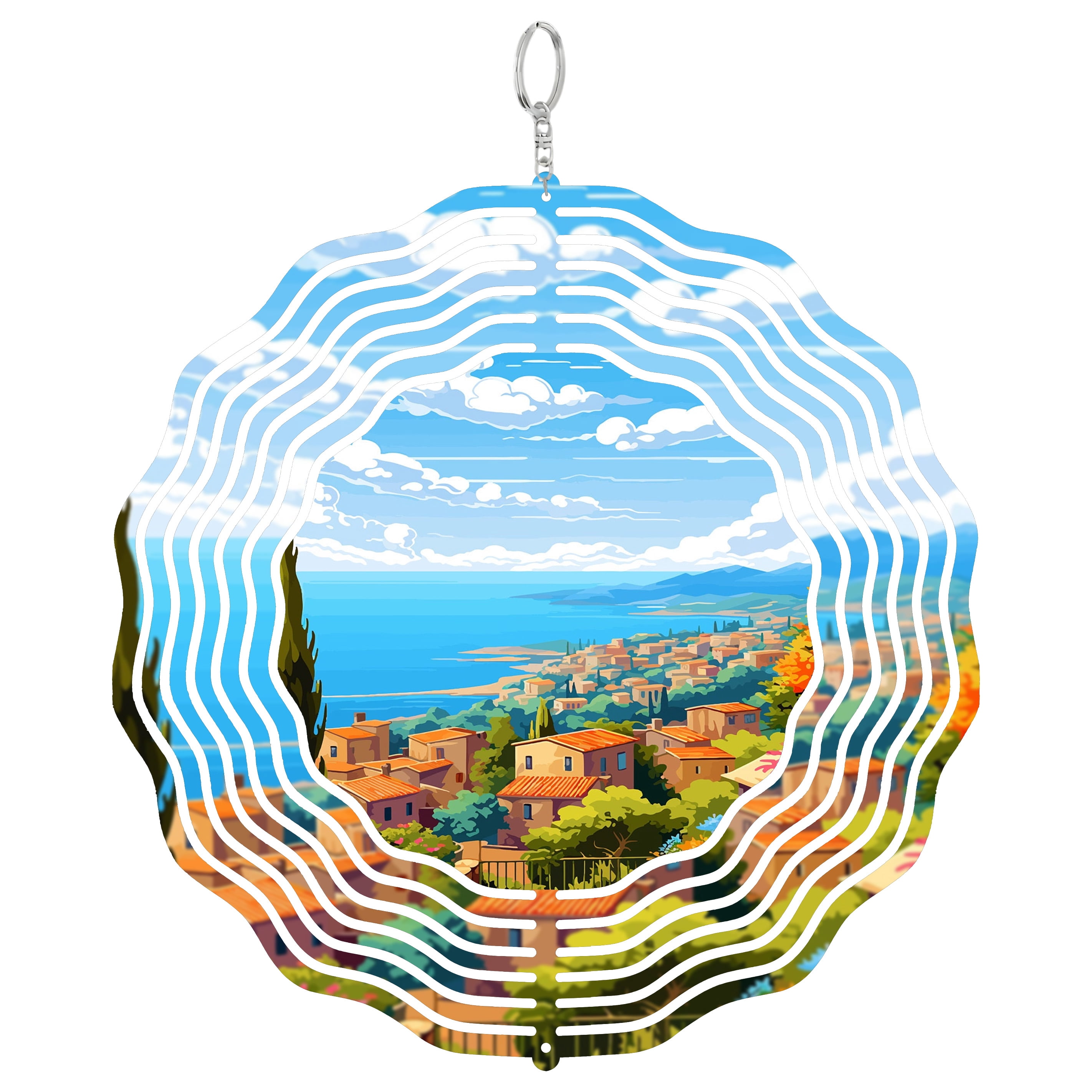 Cote D'azur France Wind Spinner, 3D Kinetic Riviera Coast Yard Art ...