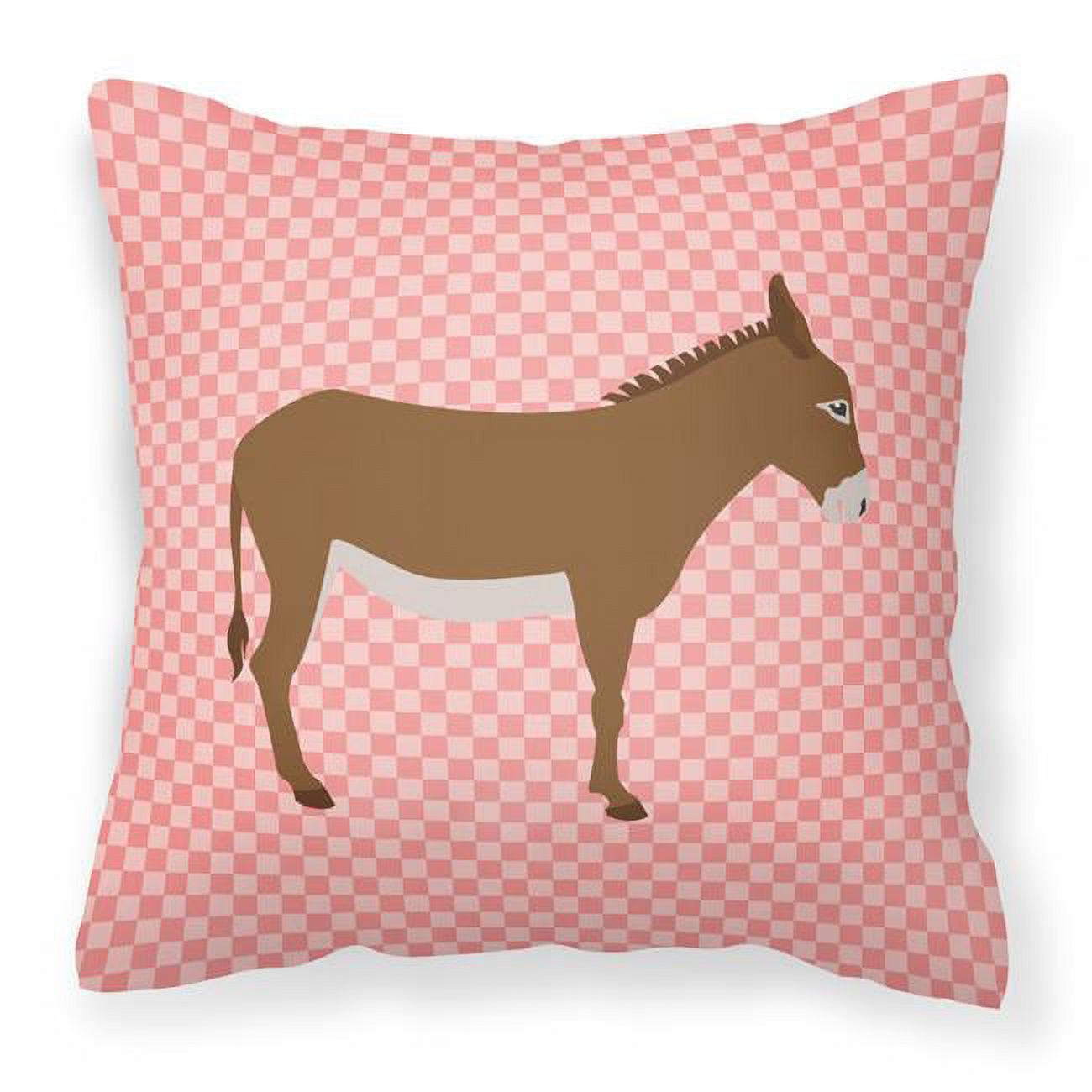 Cotentin Donkey Pink Check Fabric Decorative Pillow - 18 x 18 in ...
