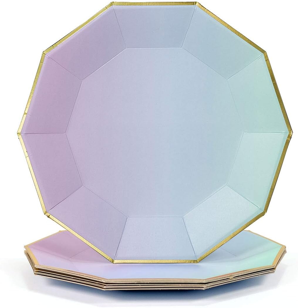 Coterie Pastel Ombre Large Paper Plates (Set of 10) - Cute Party Plates ...