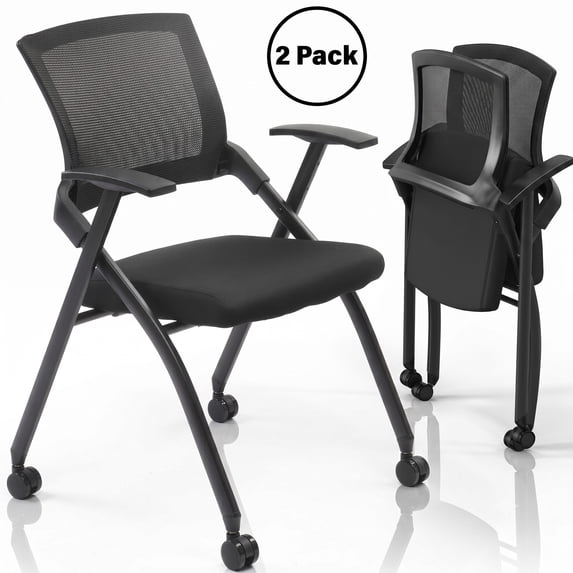 Cotinse 2 Pack Folding Office Chair Stackable Conference Room Chairs ...