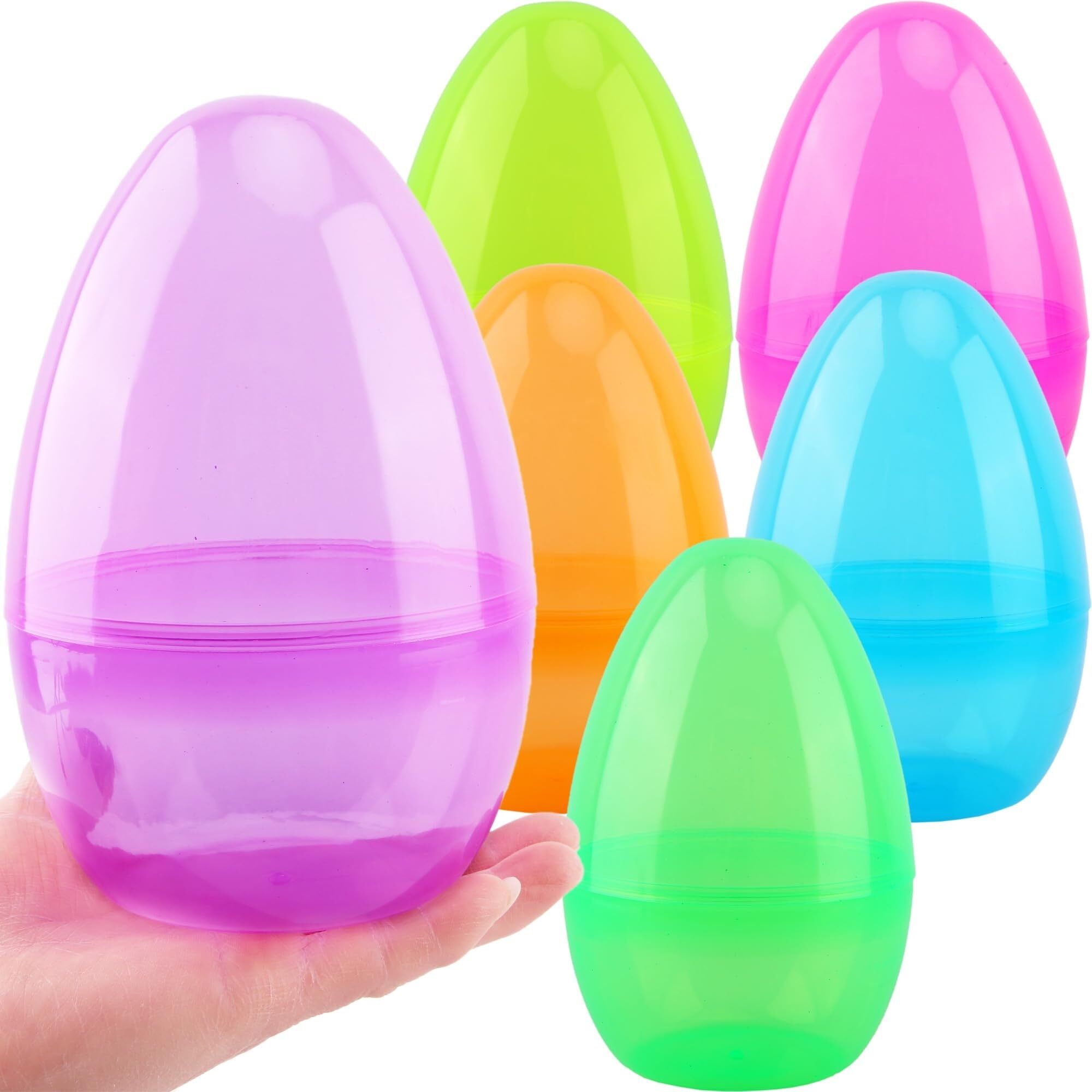 Cotiny 6 Pack 8 Inch Jumbo Easter Eggs Giant Plastic Fillable Easter ...