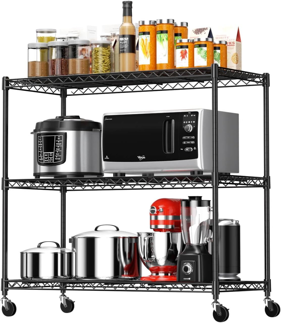 Cotiro 3-Tier Adjustable Storage Shelving Unit, Heavy Duty Wire Rack ...