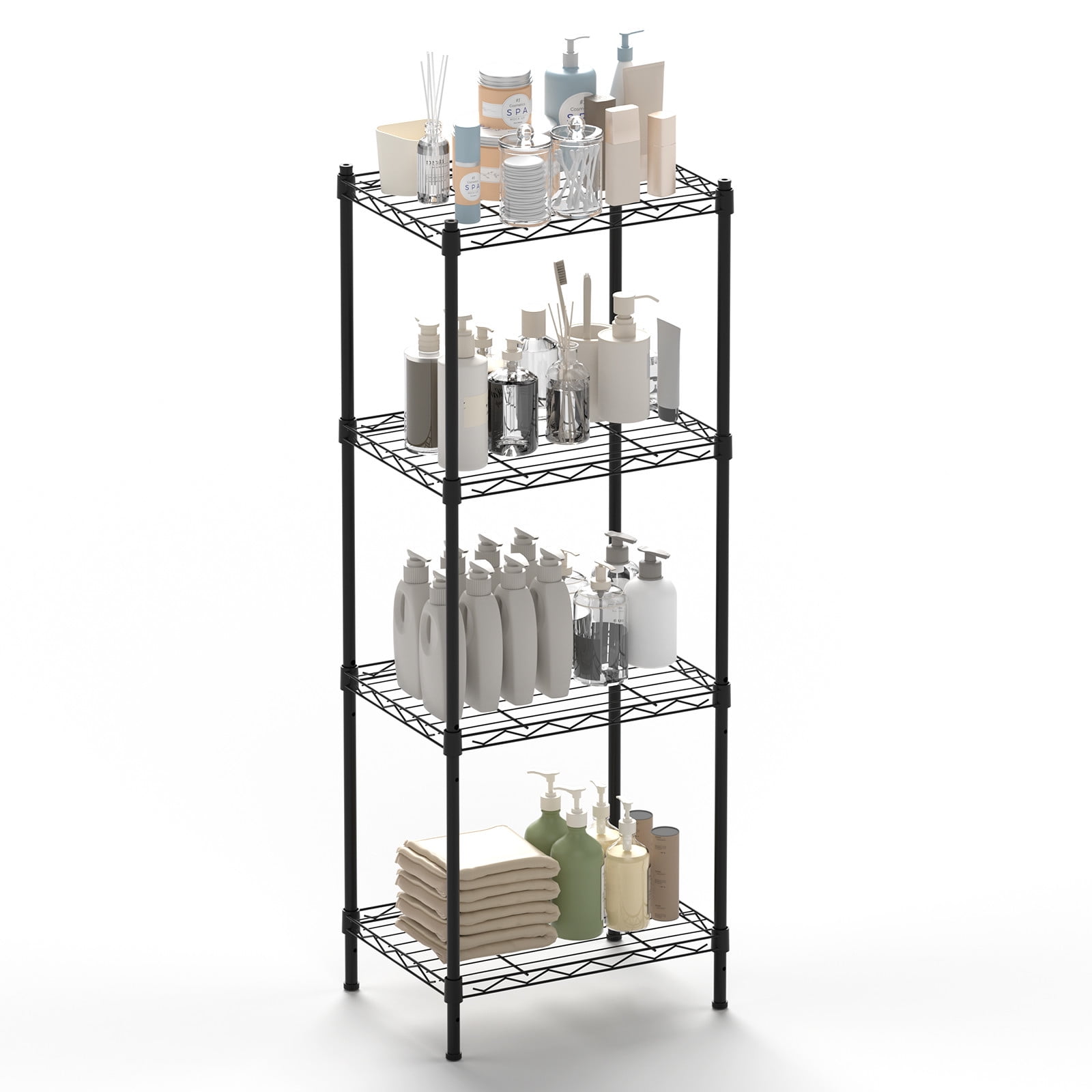 Cotiro 4-Tier Strong Storage Shelving Unit,Hollow Metal Wire Shelf with ...