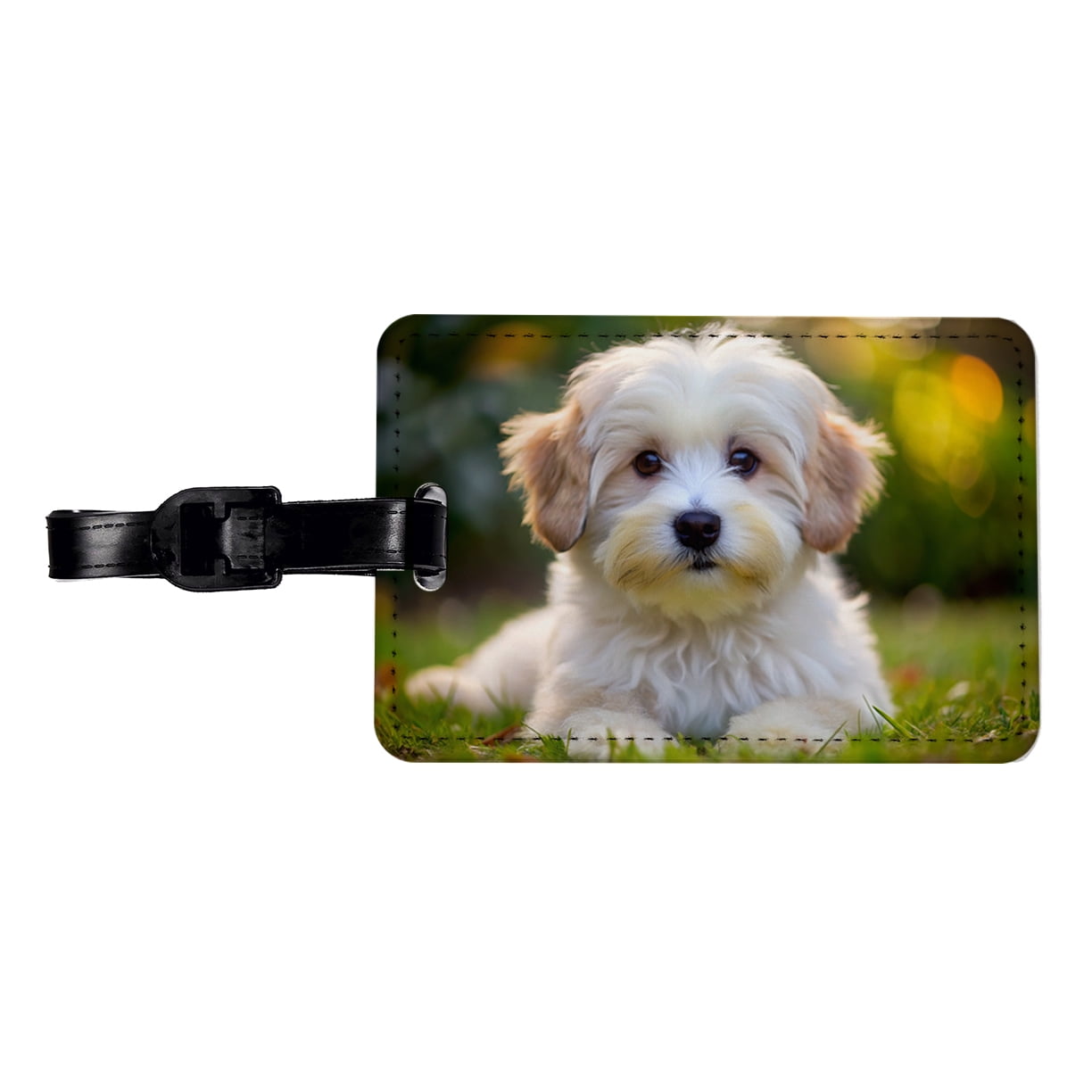 Coton De Tulear Dog Puppy Photo Faux Leather Travel Luggage Tag ...