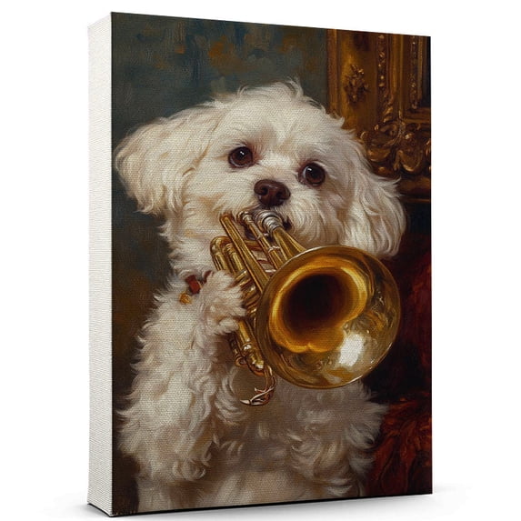 Cotonde Tulear Dog Stretched Canvas Size 8x12 Trumpet Canvas – Funny ...