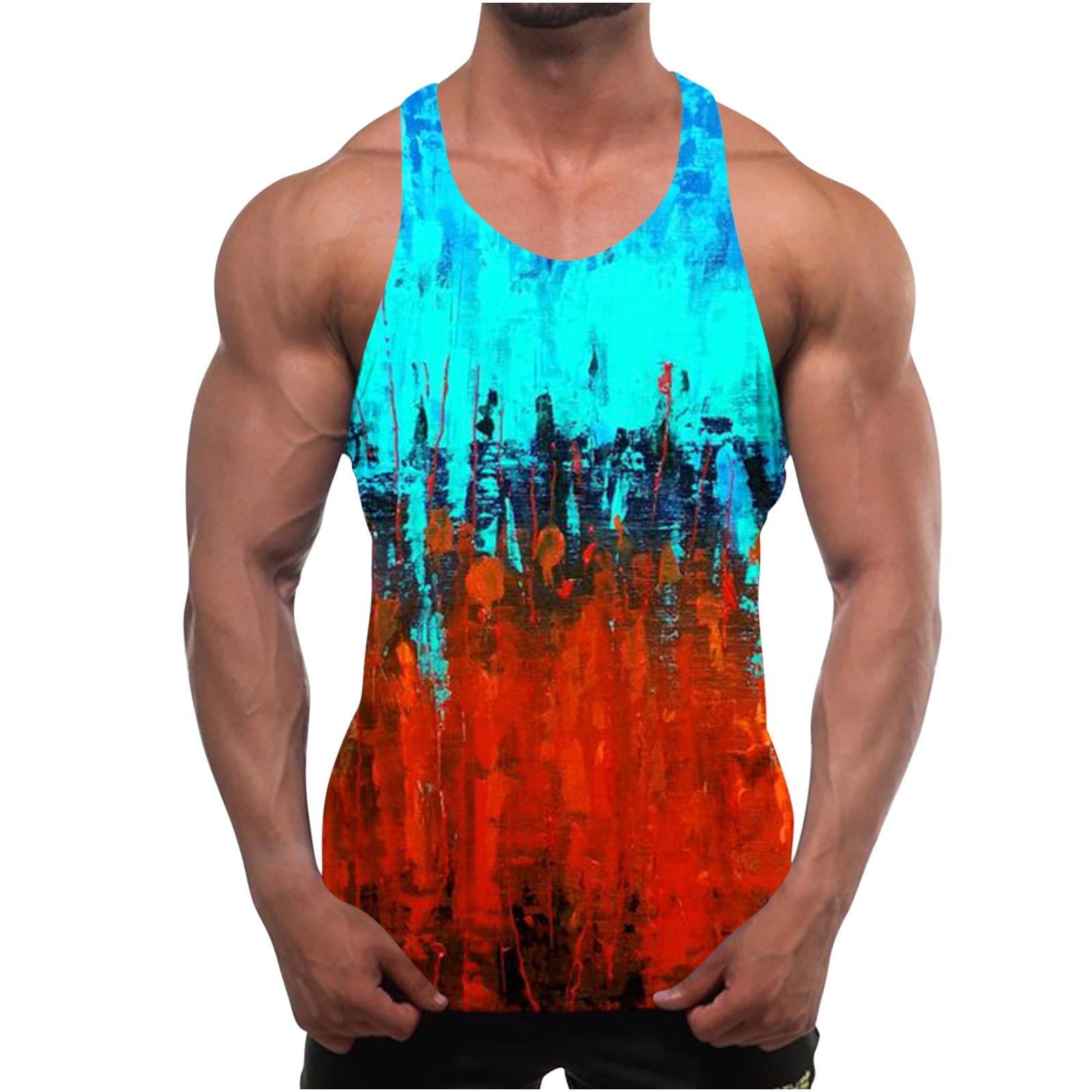 Cotonie Men's Tank Tops Gym Workout T-Shirt Y-Back Sleeveless Muscle ...