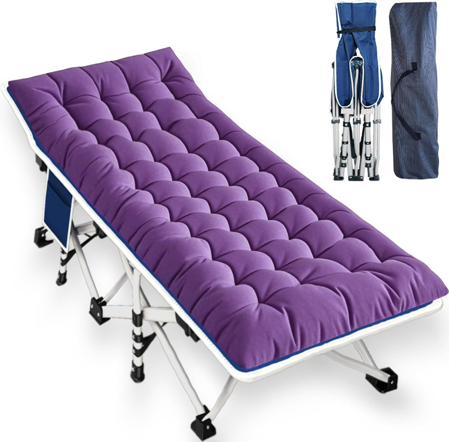 Cots for Sleeping with Pad Camping Cot with Comfortable Mattress Heavy ...